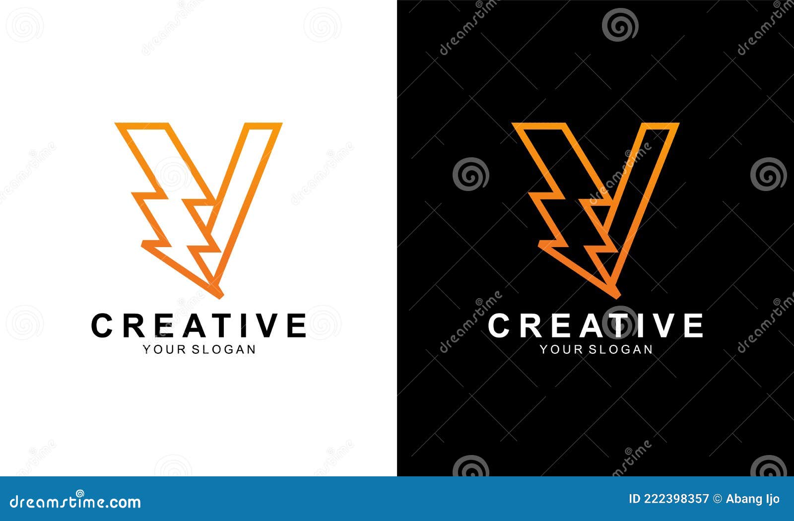 Letter V with Thunder Bolt Lightning Flash Icon Inside, Stock Vector ...