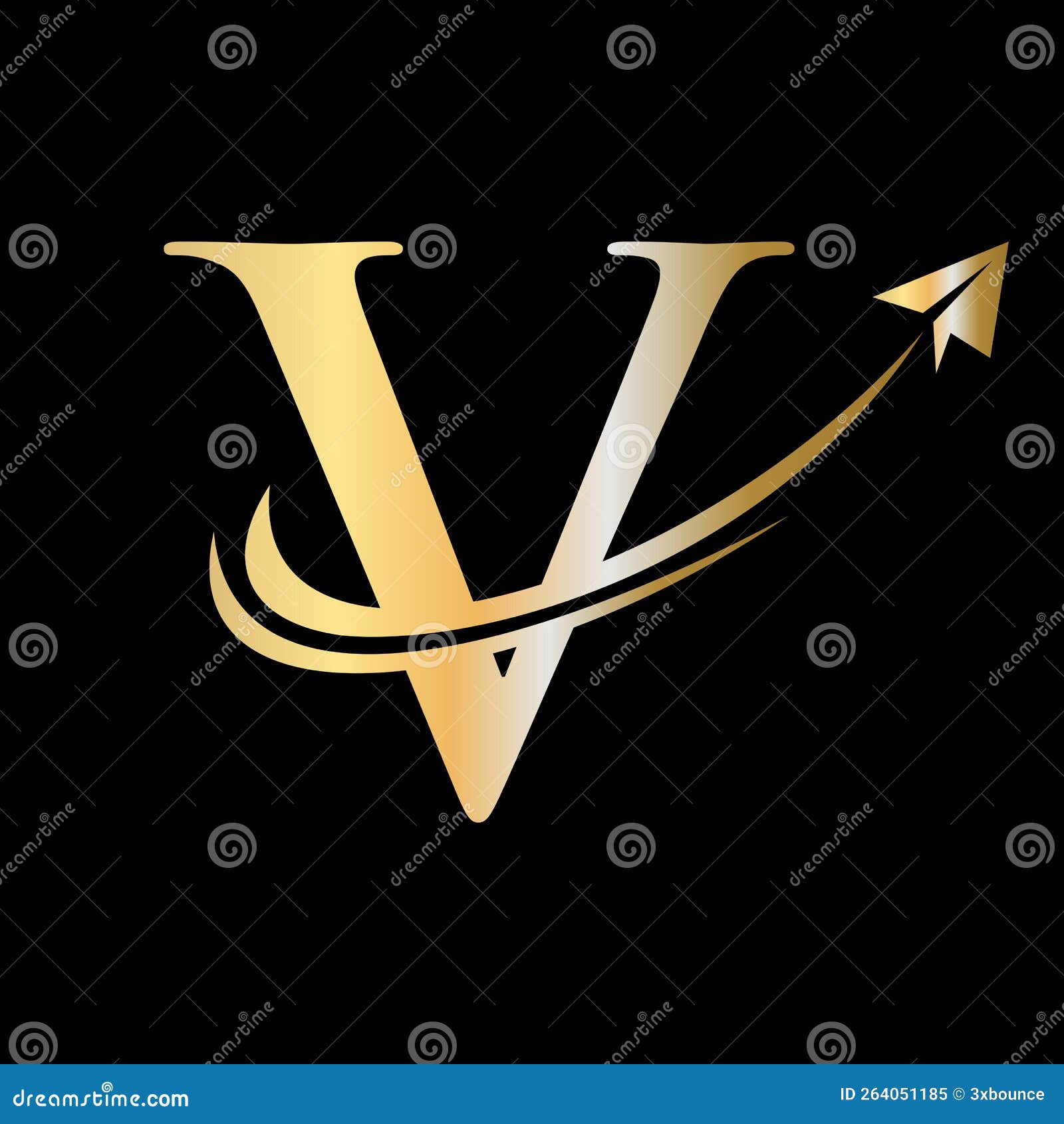 Letter V Travel Logo Vector Template. Initial Travel Logo on Letter V ...