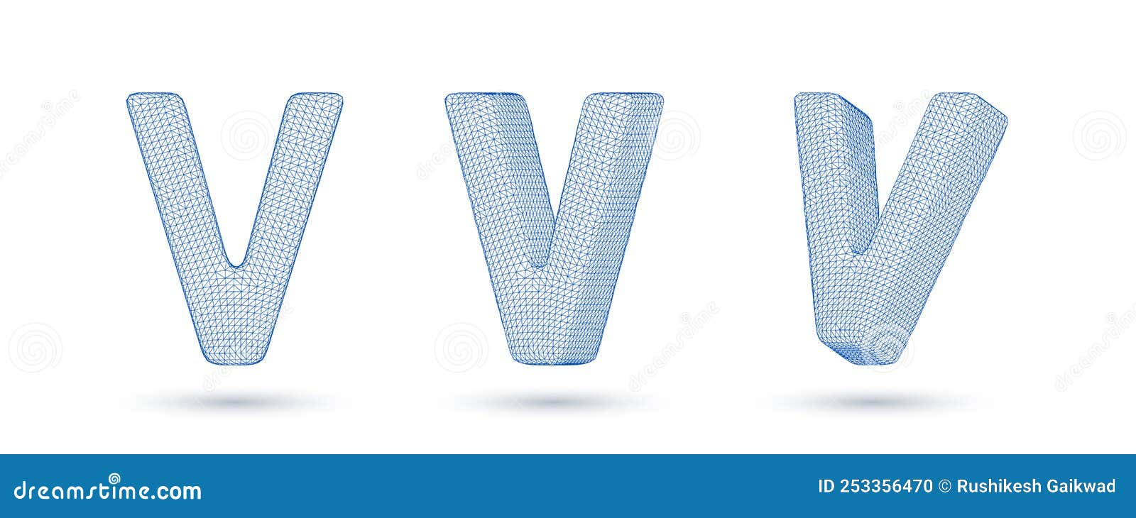 Letter V Wireframe High Polygonal Outline Low Poly Style Vector Design ...