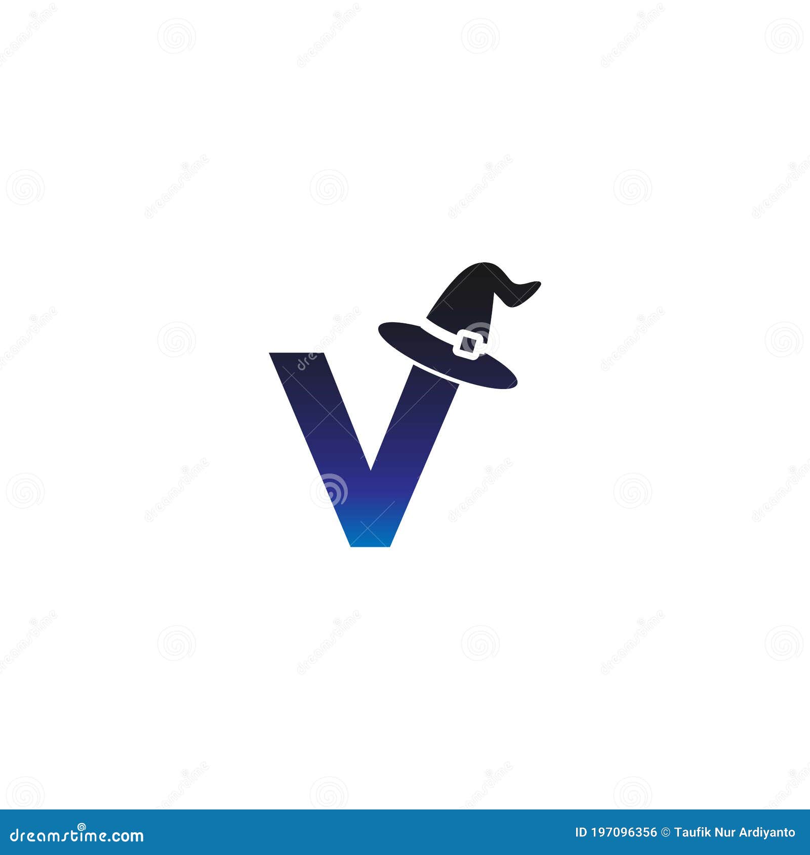 Letter V Witch Hat Concept Design Stock Vector - Illustration of ...