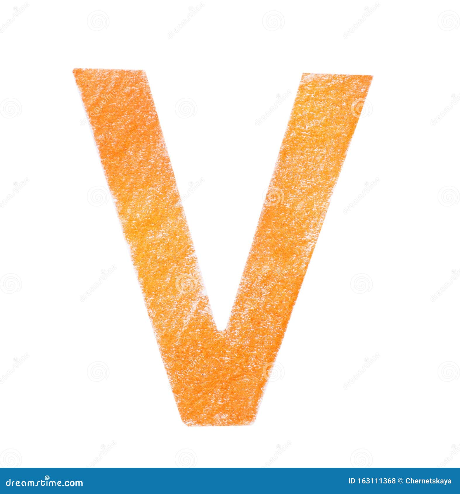 Letter V Written with Orange Pencil on Background, Top View Stock ...