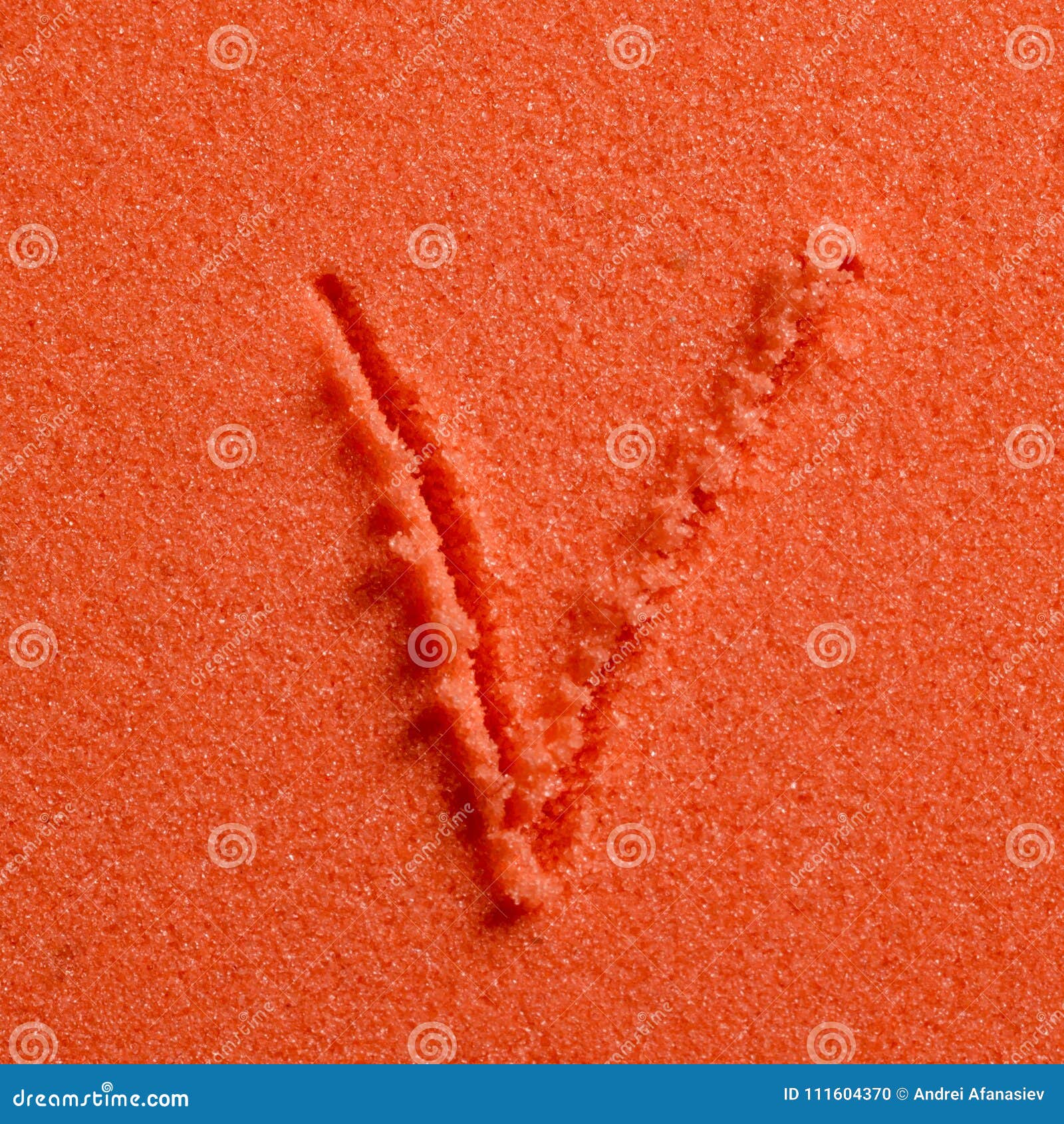 Letter V Written on Orange Sand Stock Photo - Image of language ...