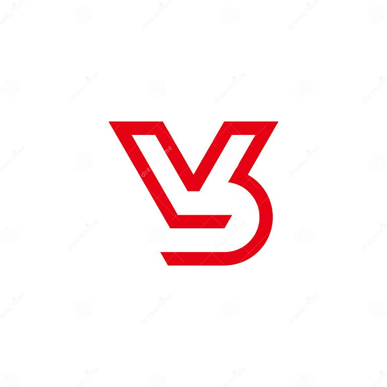 Letter Vb Red Line Simple Geometric Logo Vector Stock Vector ...
