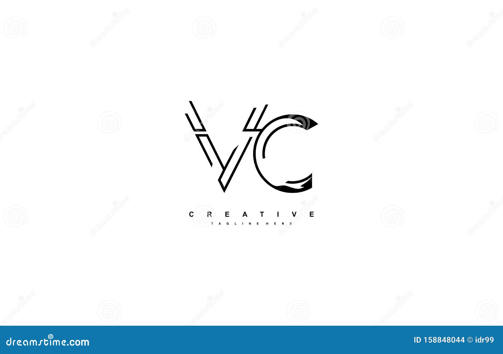 Letter VC Monoline Linear Minimalism Modern Type Logo Stock Vector ...