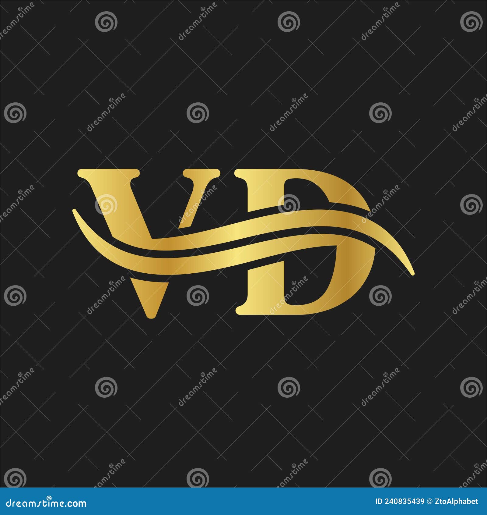 Letter VD Logo Wave Monogram Minimal Design Stock Vector - Illustration ...