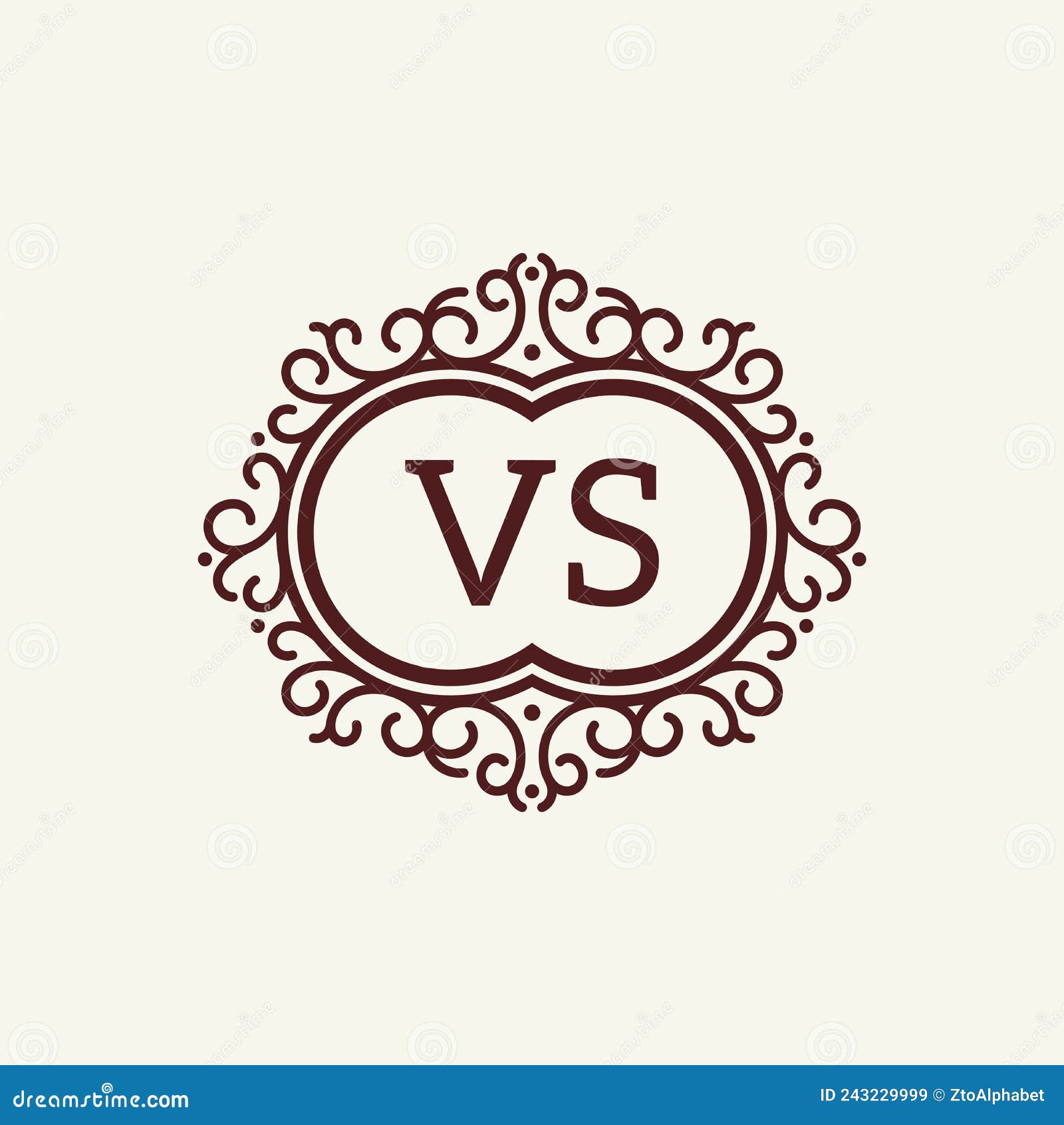Letter VS Monogram Logo Elegant Typeface Design Stock Vector ...
