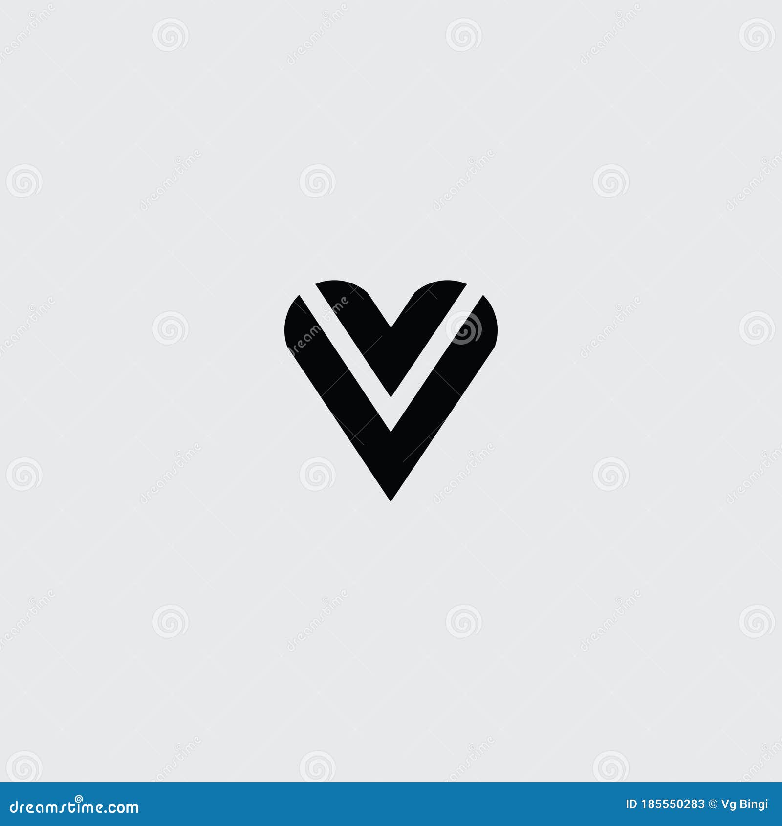 Letter VV in Heart Symbol Logo Flat Design Template Stock Vector ...