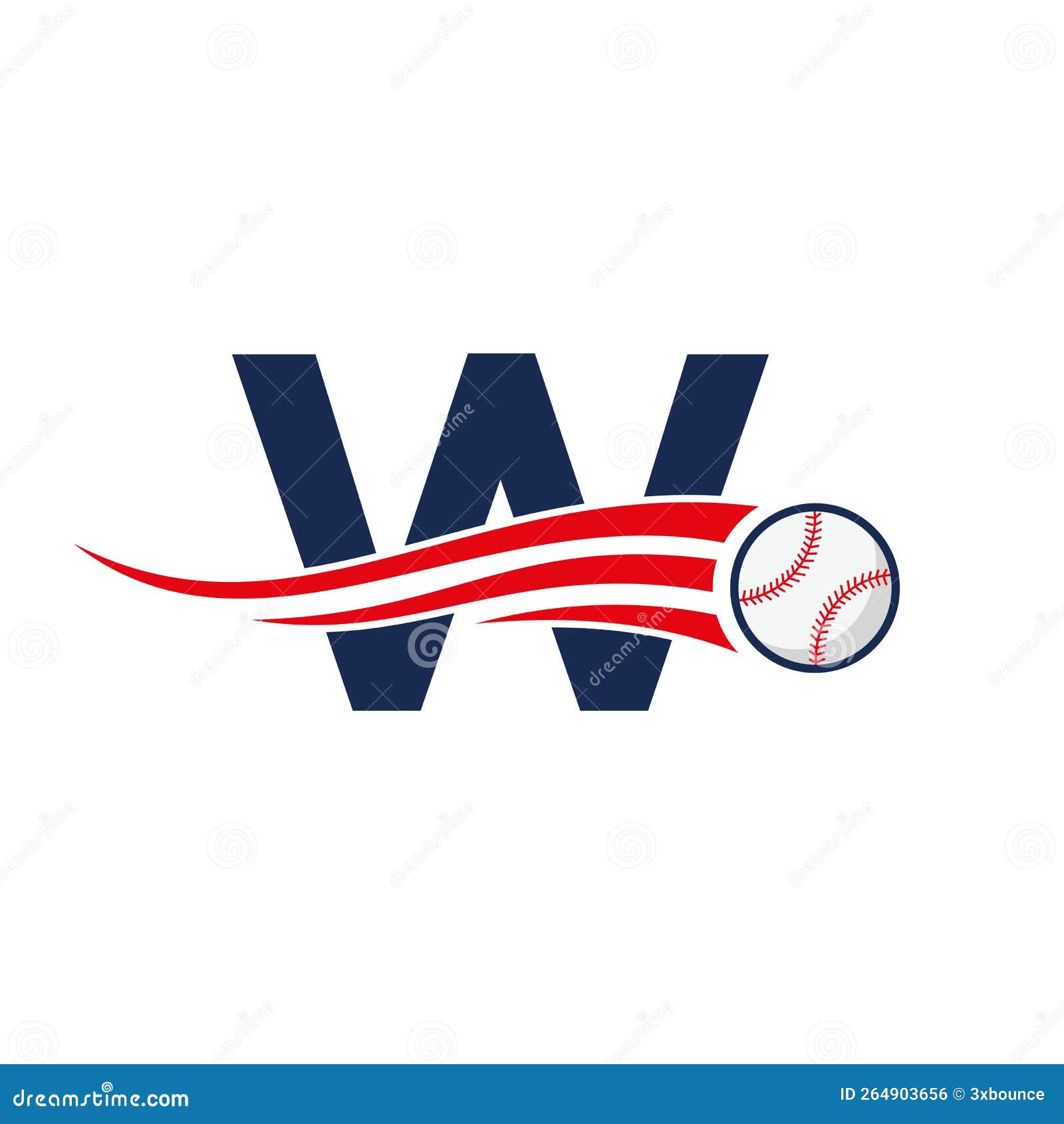 Letter W Baseball Logo Concept with Moving Baseball Icon Vector ...