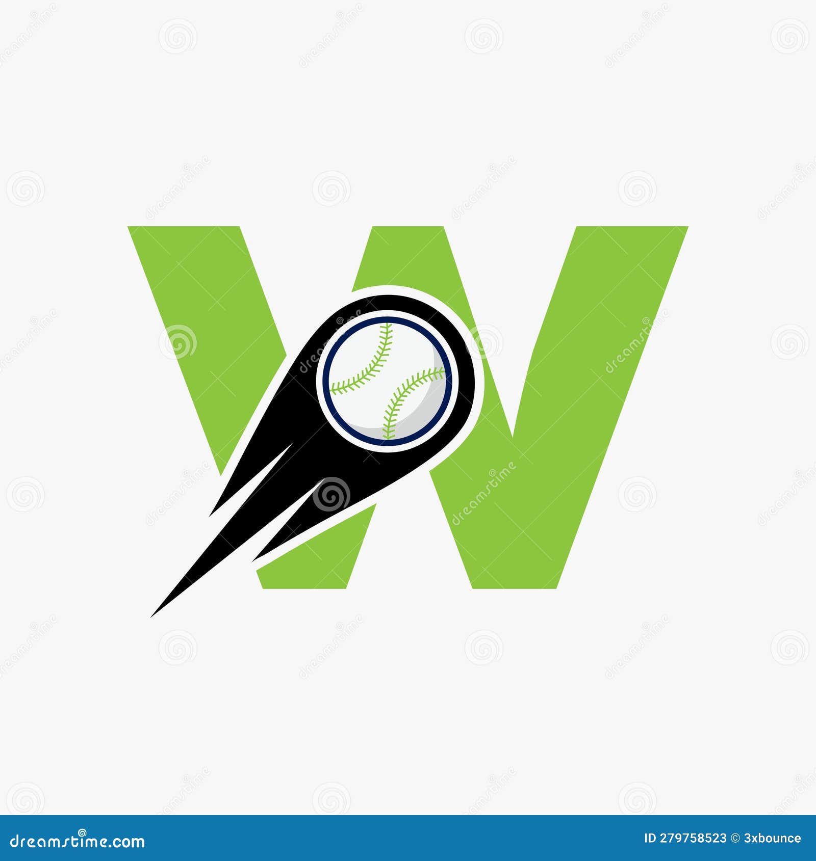 Letter W Baseball Logo Concept with Moving Baseball Icon Vector ...