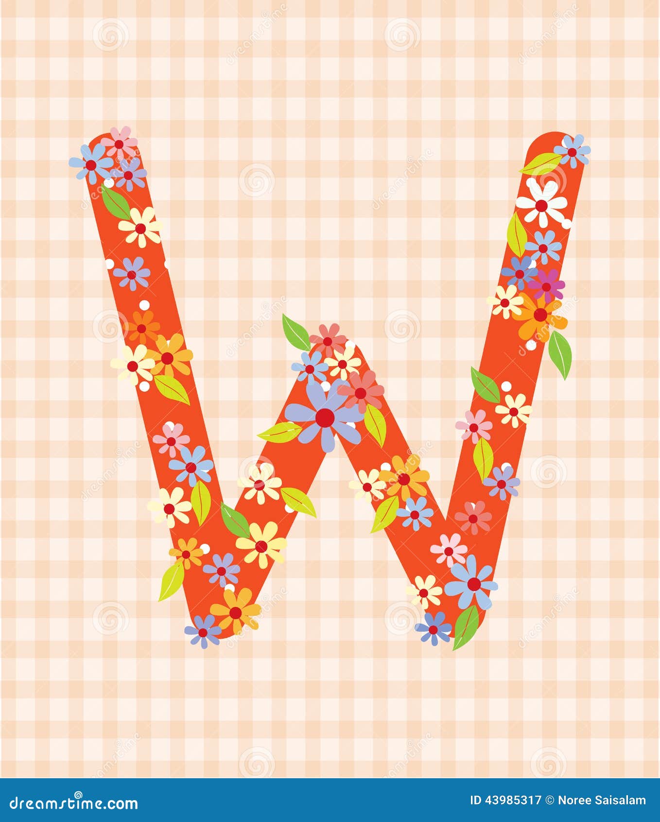 The Letter W Bright Floral Element of Colorful Alphabet in Stock Vector ...
