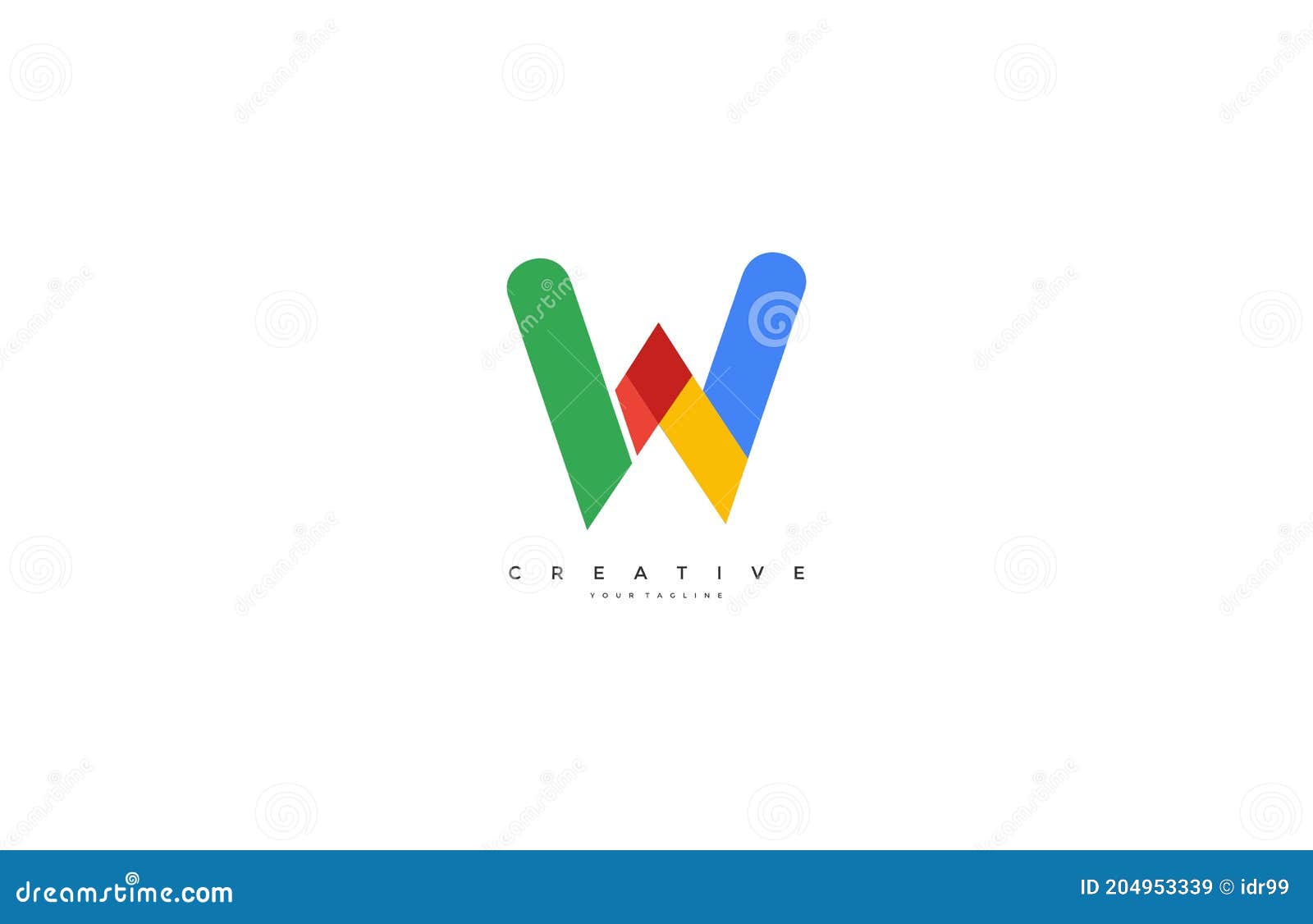 Letter W Bright Simple Colored Logo Vector Image Stock Illustration ...