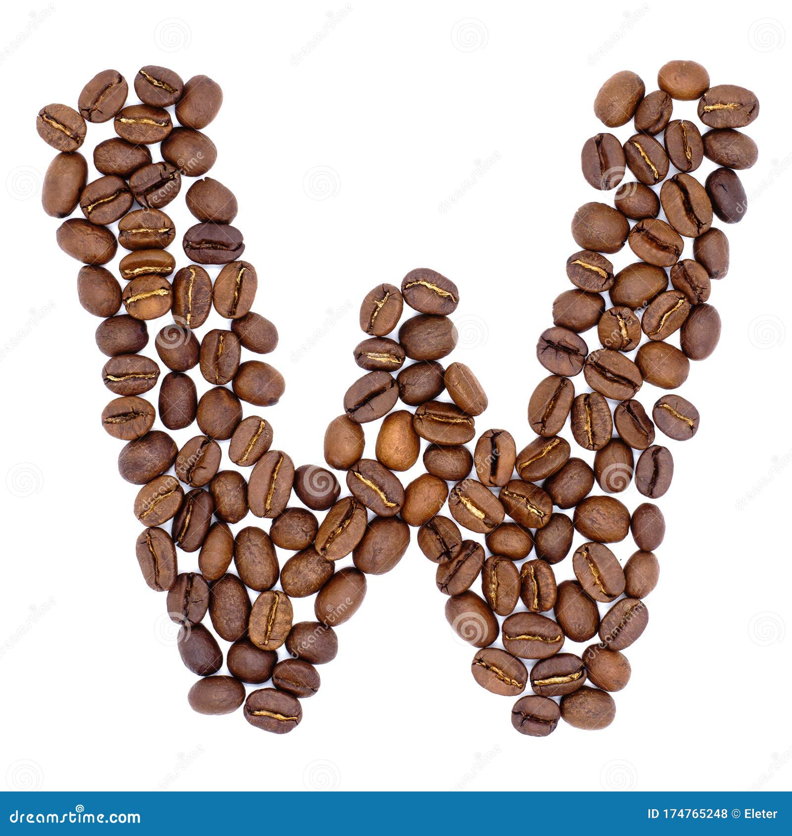 Letter W from Coffee Alphabet Isolated on White Stock Photo - Image of ...