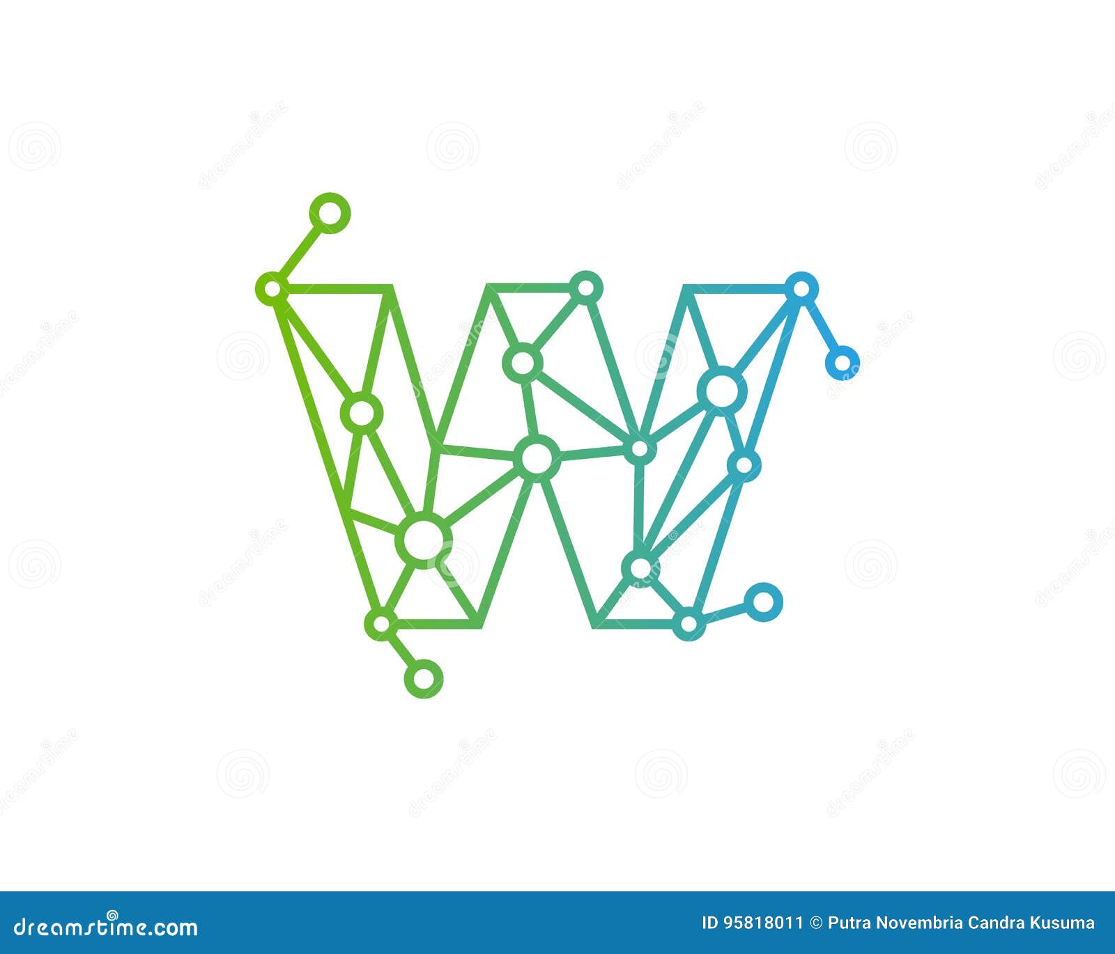 Letter W Connect Dot Network Icon Logo Design Element Stock Vector ...