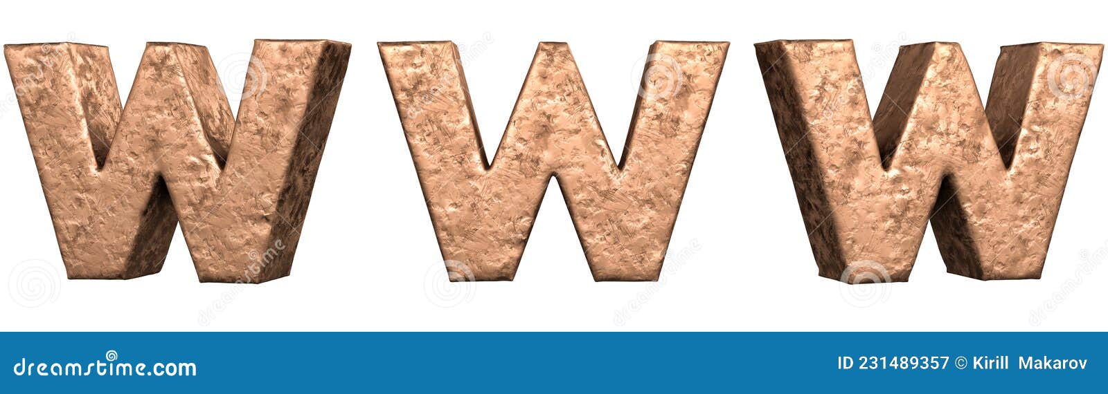 Letter W from Copper Letters Alphabet Collection Set. Isolated Stock ...