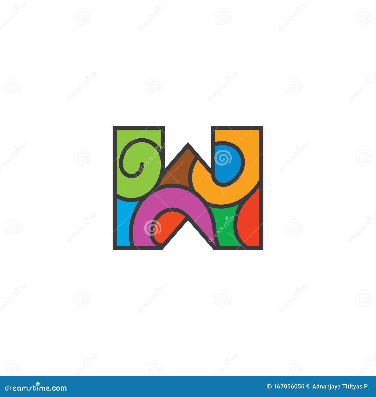 Letter W Curves Outline Colorful Logo Vector Stock Vector ...