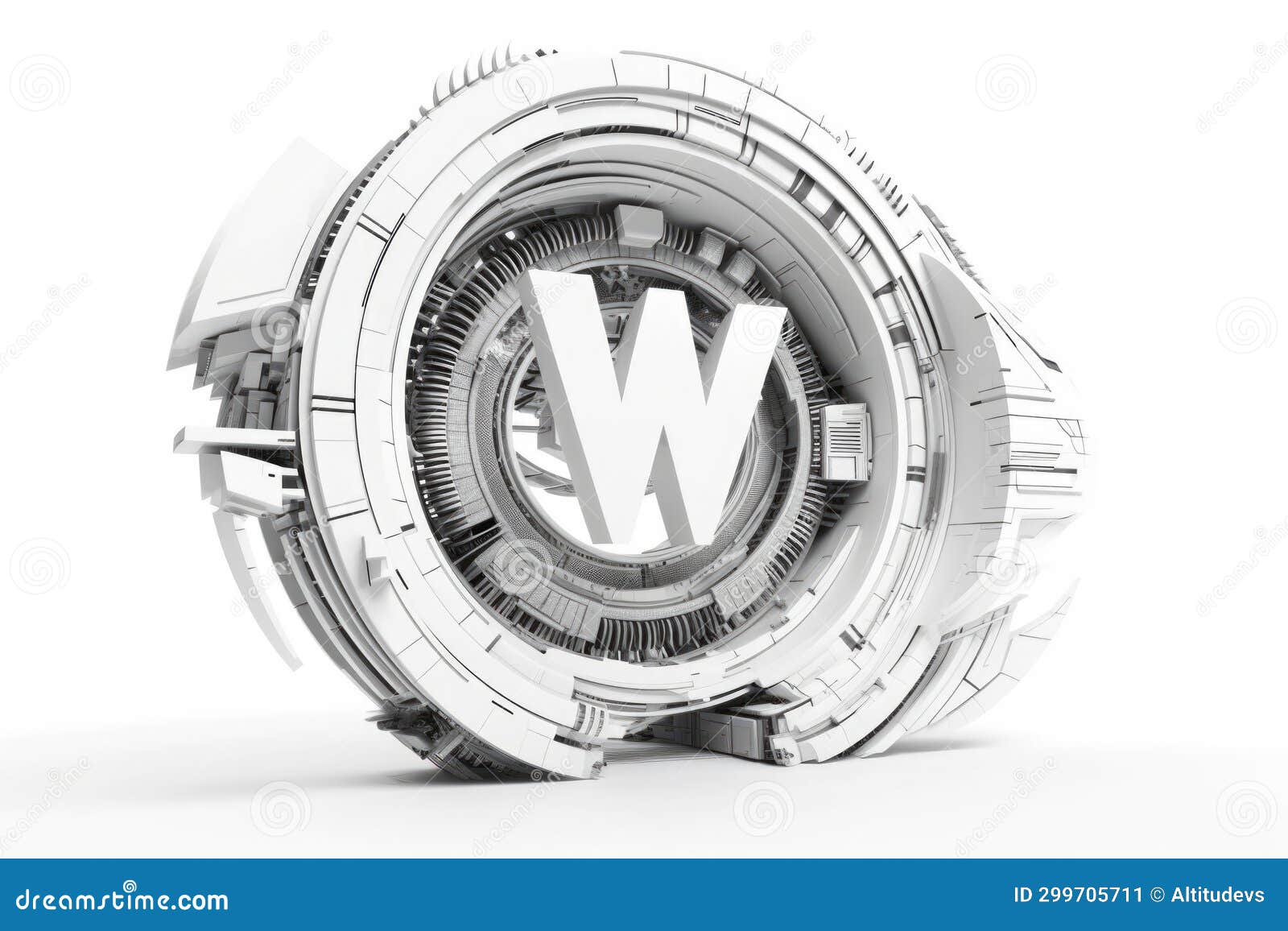 Letter W, 3d Block Letters Style, on White Background Stock ...