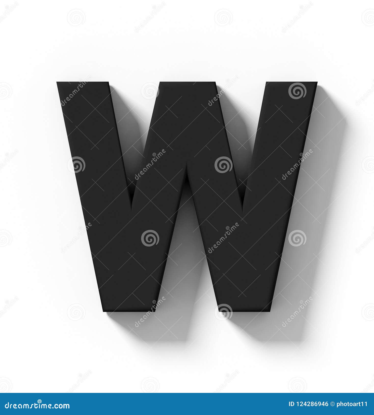 Letter W 3D White Isolated on White with Shadow - Orthogonal Pro Stock ...