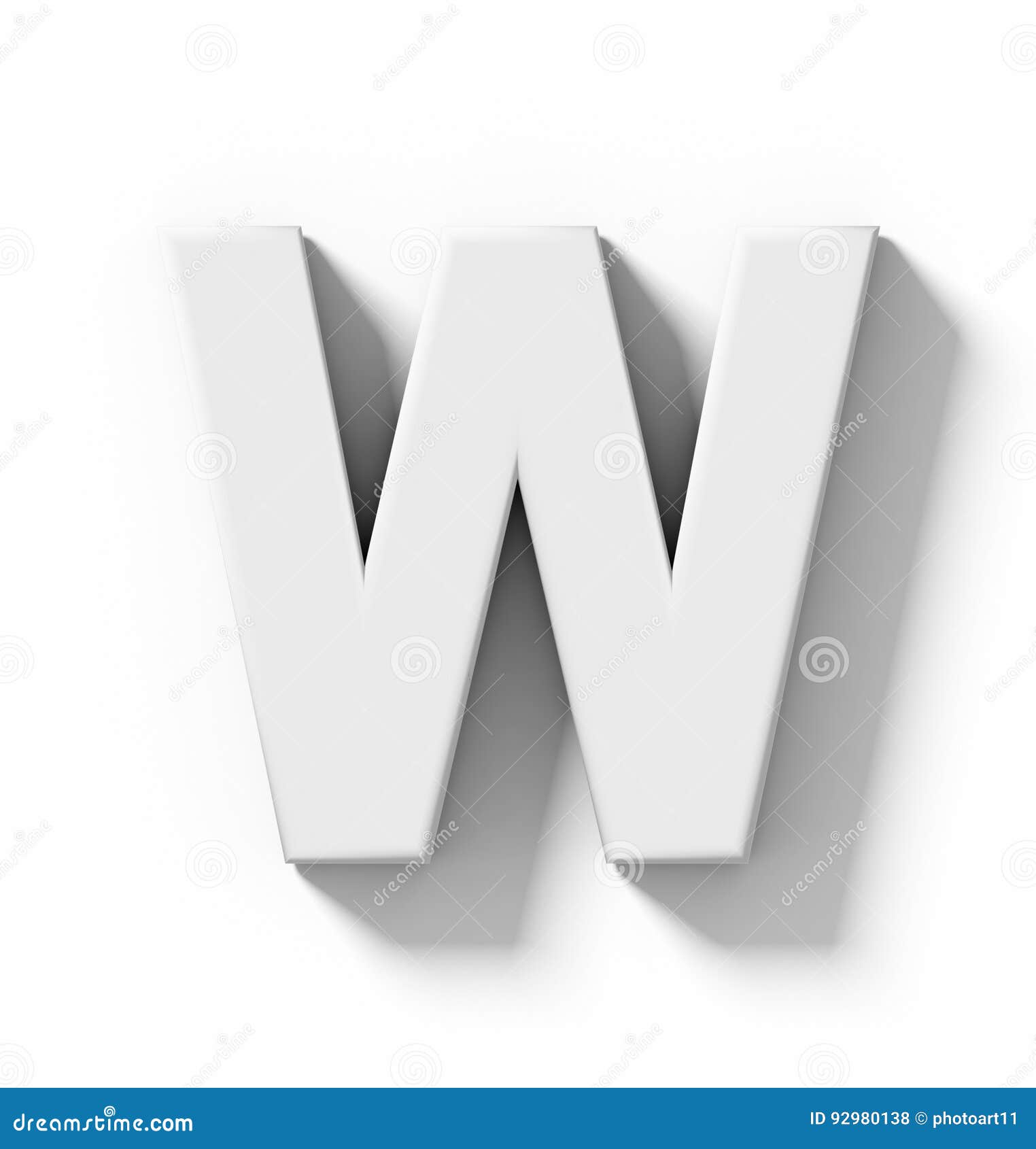 Letter W 3D White Isolated on White with Shadow - Orthogonal Pro Stock ...