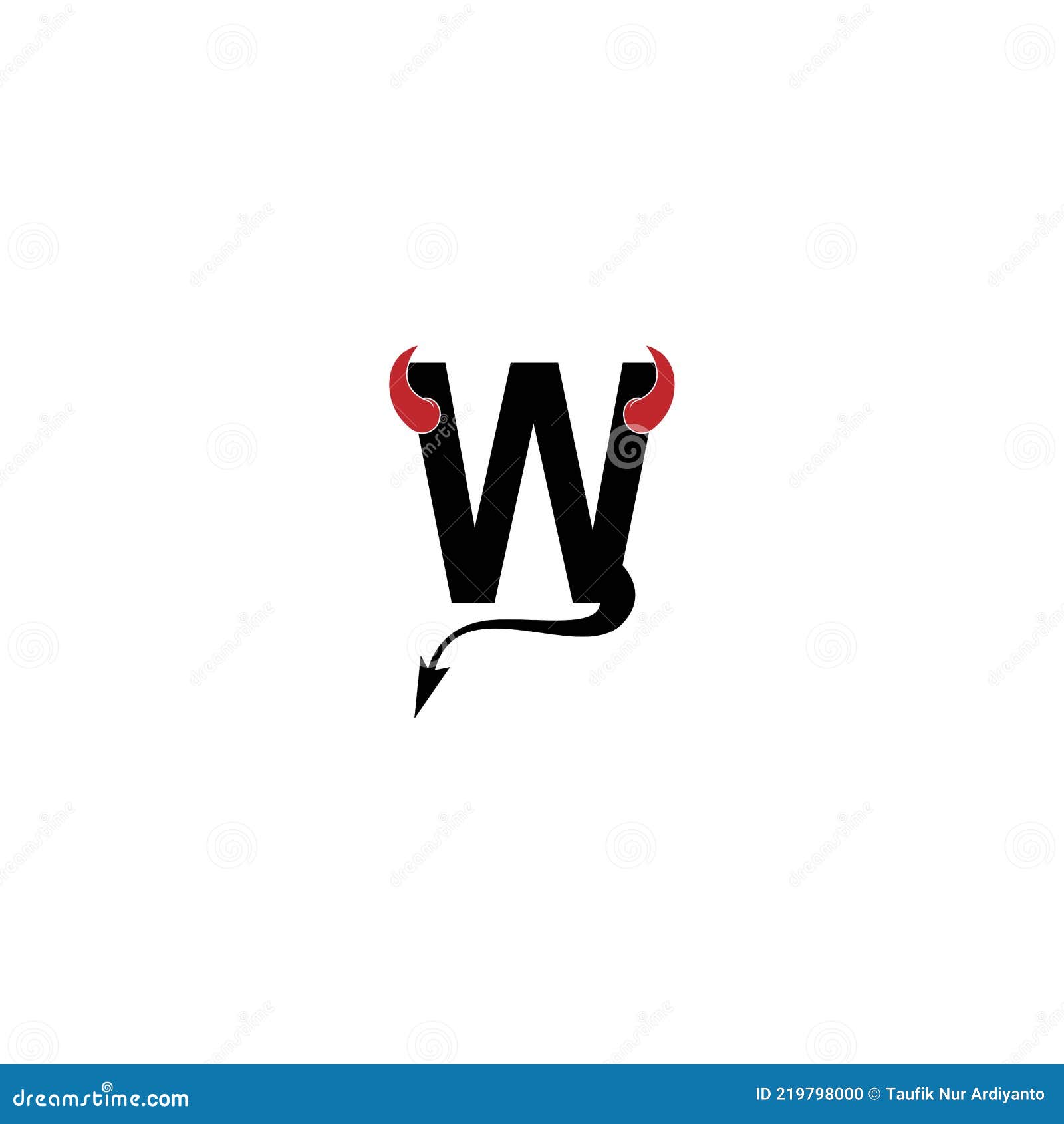 Letter W with Devil`s Horns and Tail Icon Logo Design Vector Stock ...