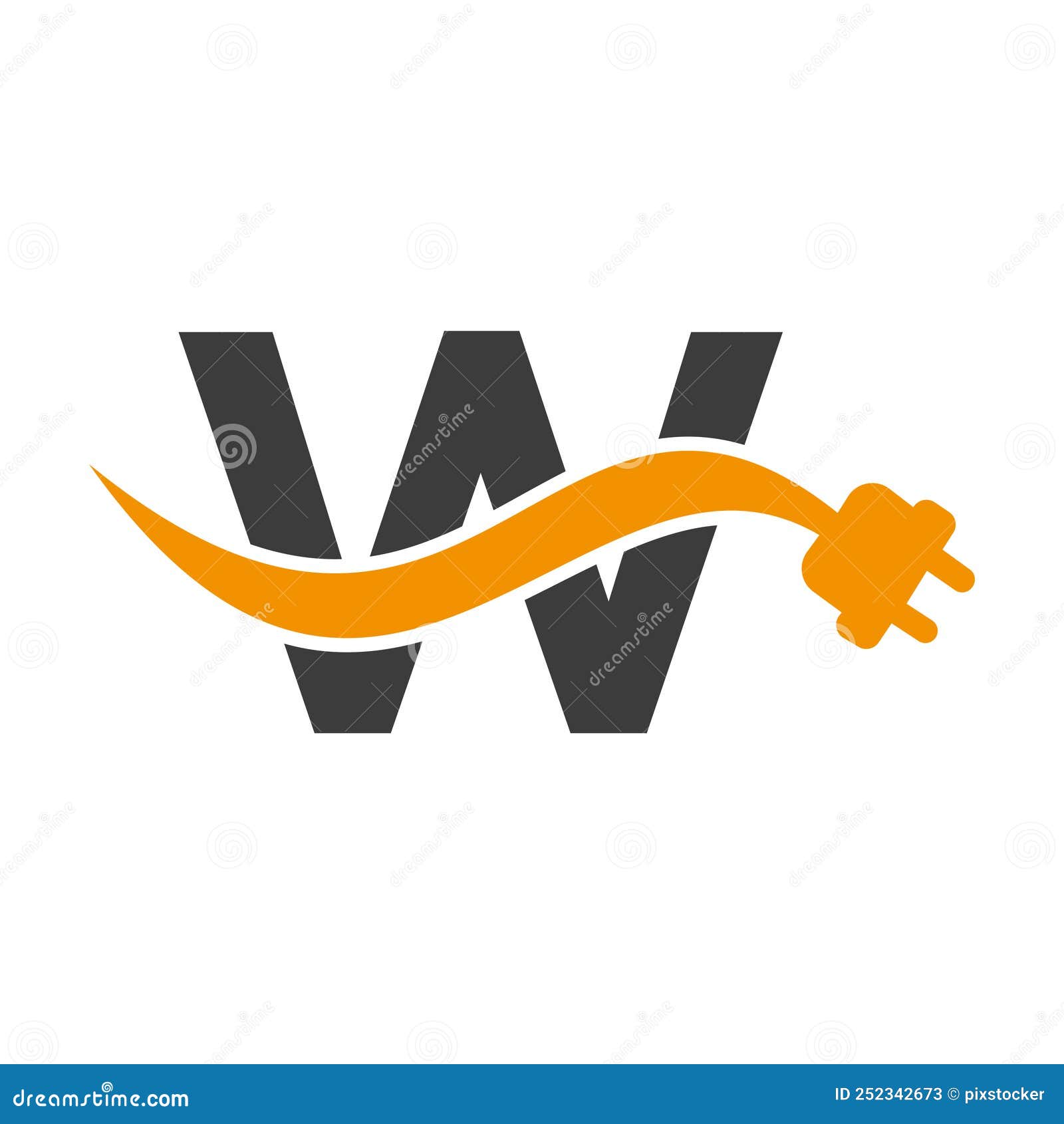 Letter W Electricity or Electrical Logo Concept with Electric Plug ...