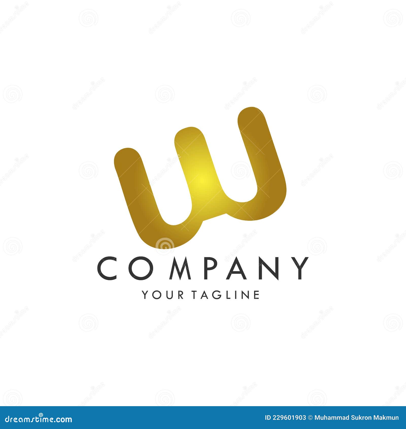Letter W Flat Logo Icon Gold Stock Vector - Illustration of design ...