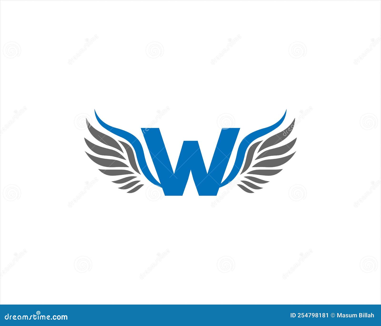 Letter W with Fly Wings Design Element. Stock Vector - Illustration of ...