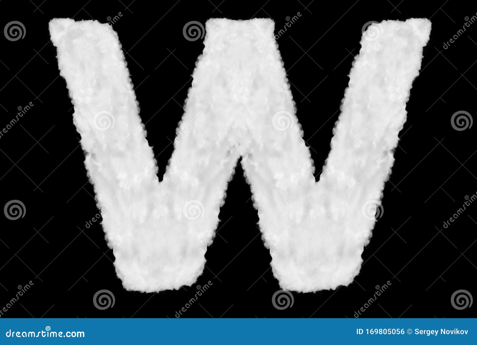 Letter W Font Shape Element Made of Cloud on Black Stock Illustration ...