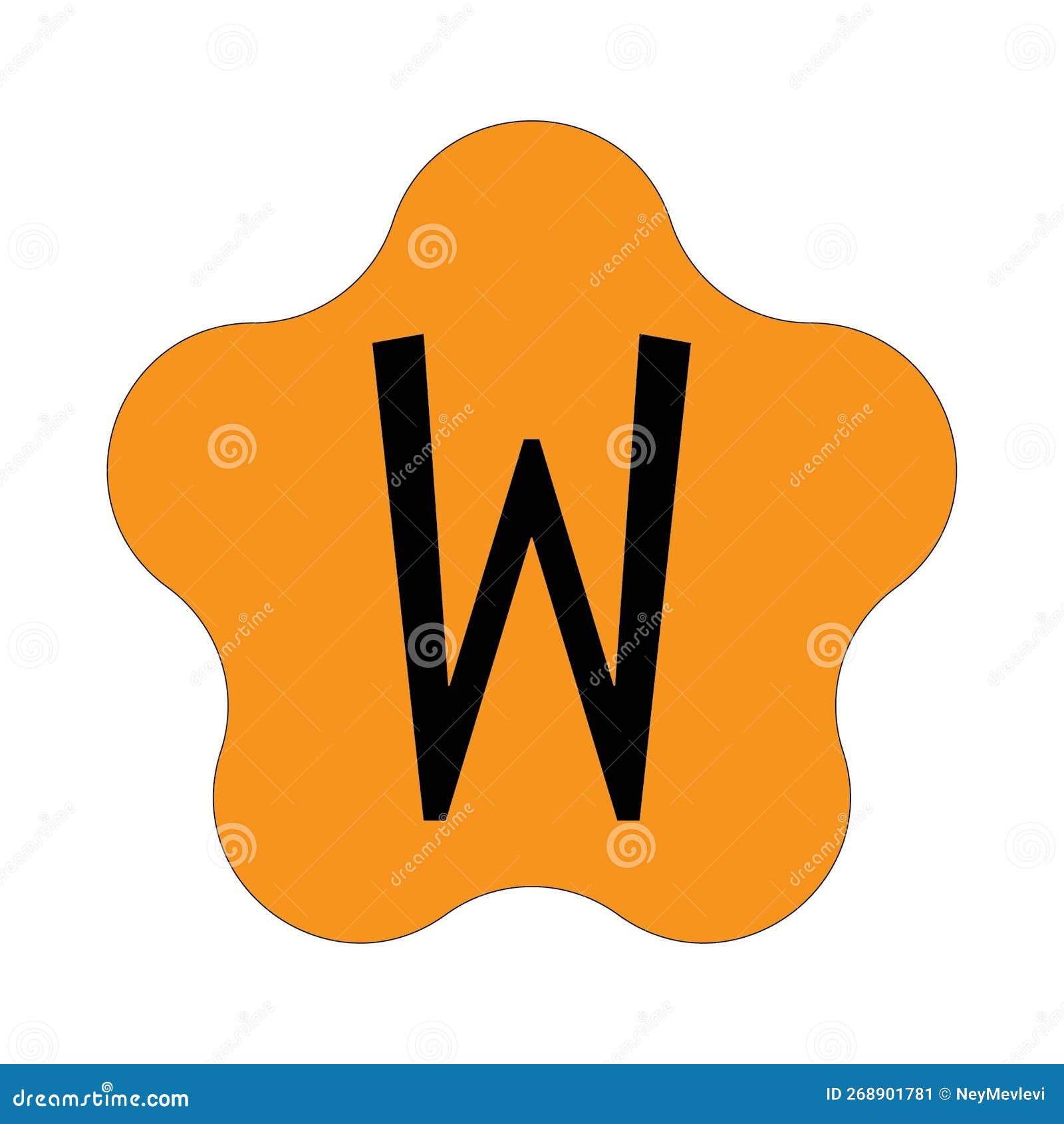 Letter W with a Frame of Orange Flower Petals Stock Illustration ...
