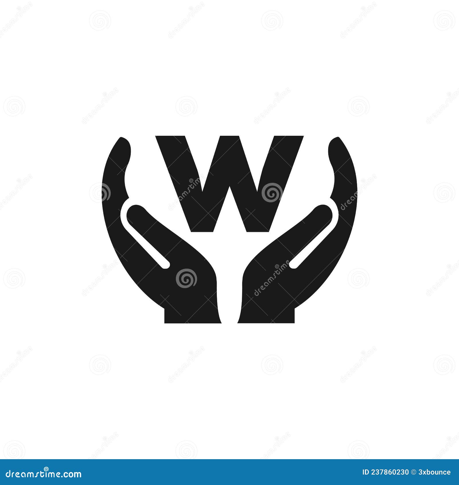Letter W Giving Hand Logo Design. Hand Logo Design on Letter W Vector ...