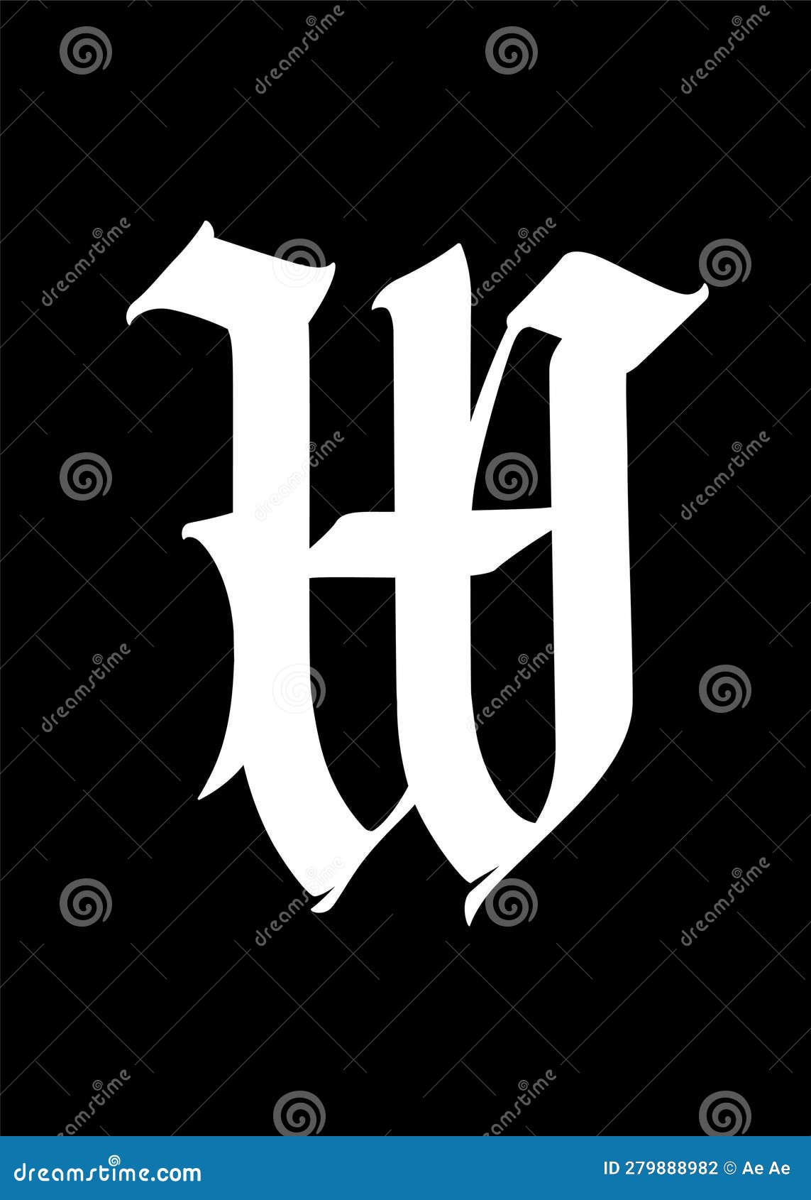 Letter W, in the Gothic Style. Vector. Alphabet. the Symbol is Isolated ...