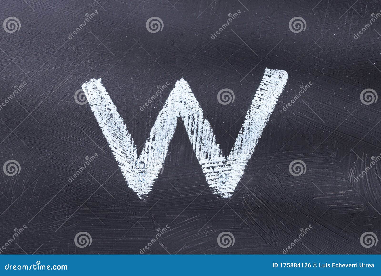 Letter W - Hand Drawn Alphabet Font Stock Photo - Image of dust, chalk ...