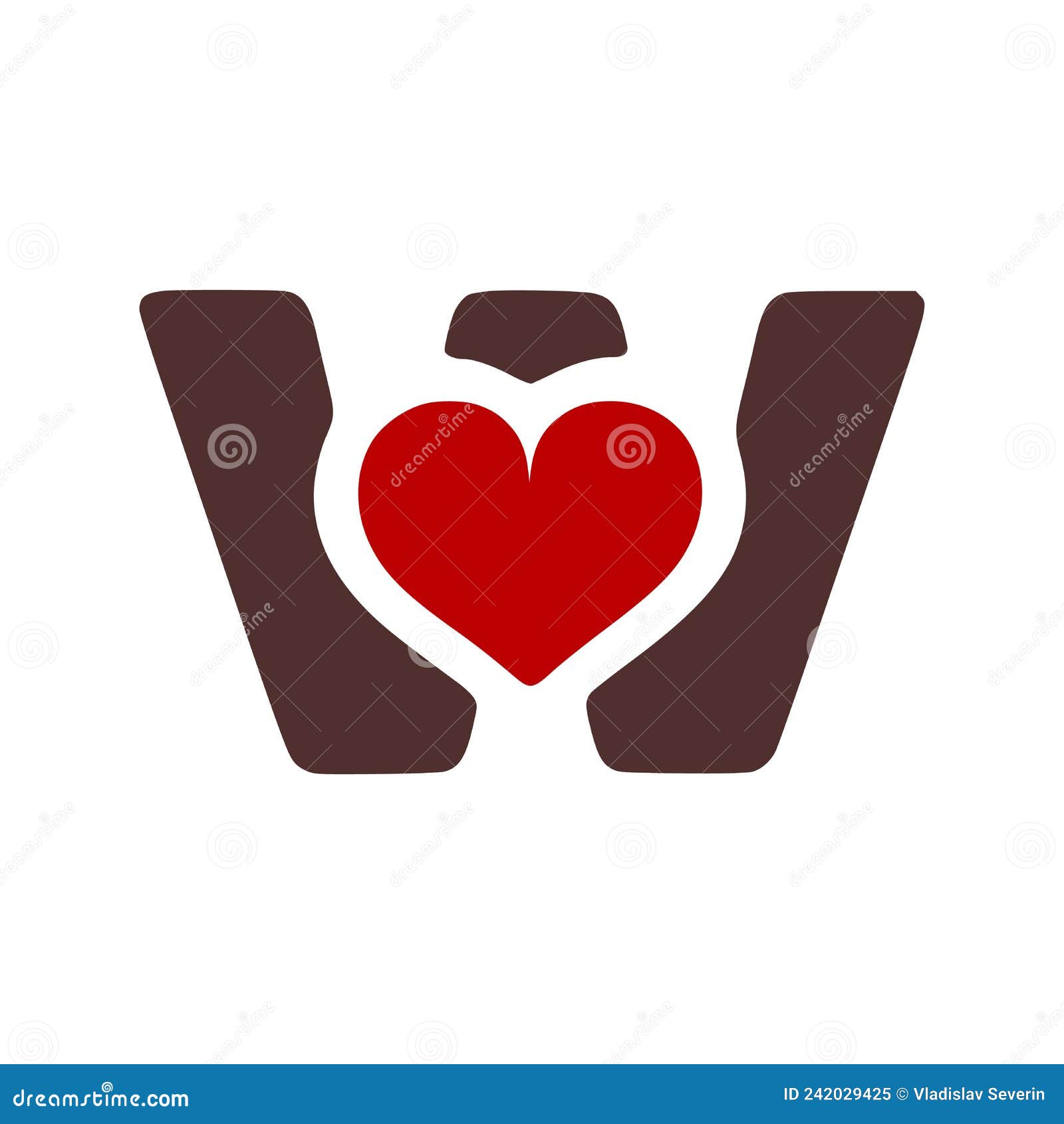 Letter w with heart symbol stock vector. Illustration of like - 242029425