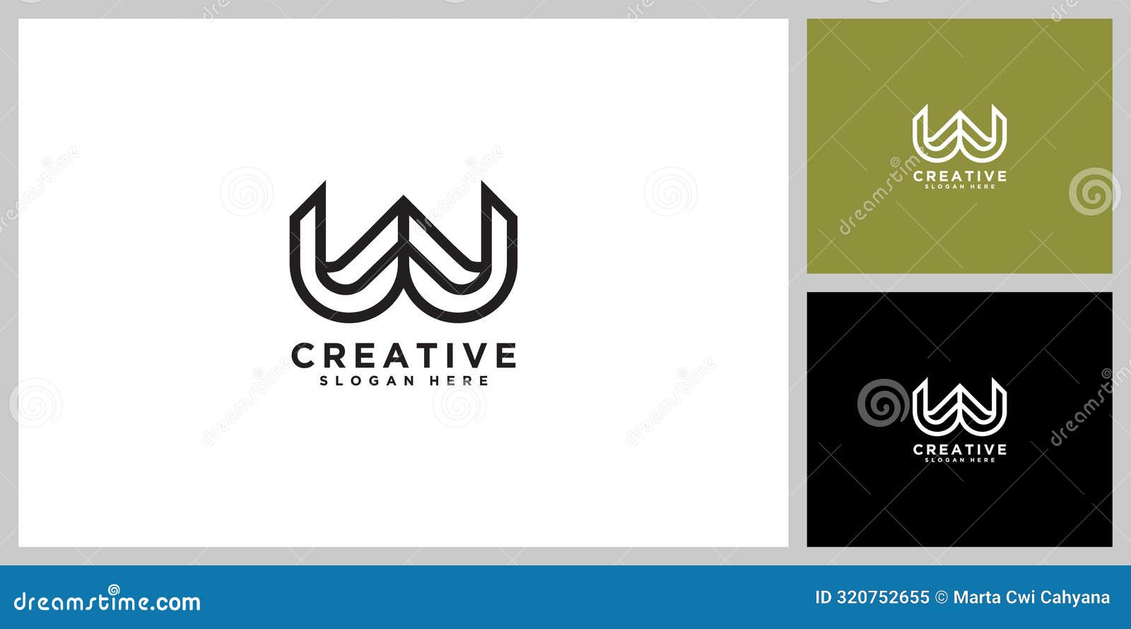 Letter W Line Logo Design. Linear Creative Minimal Monochrome Monogram ...