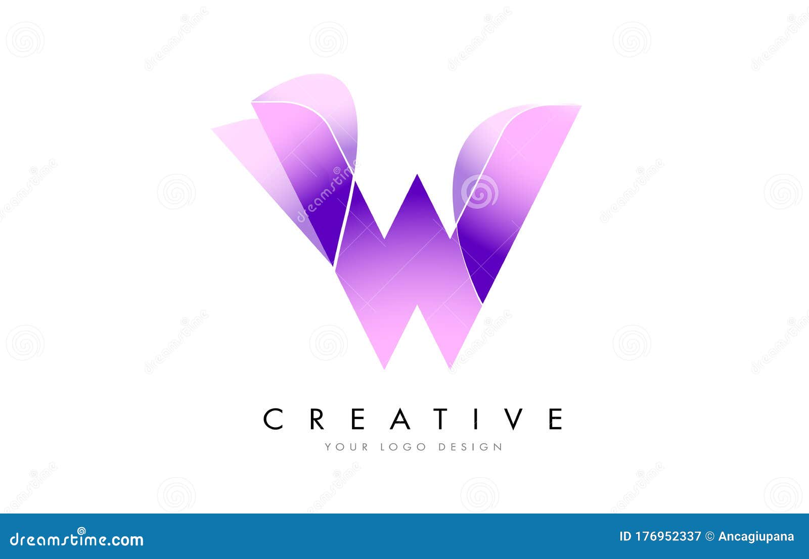 Letter W Logo Design with Satin Texture and Fluid Look Stock Vector ...