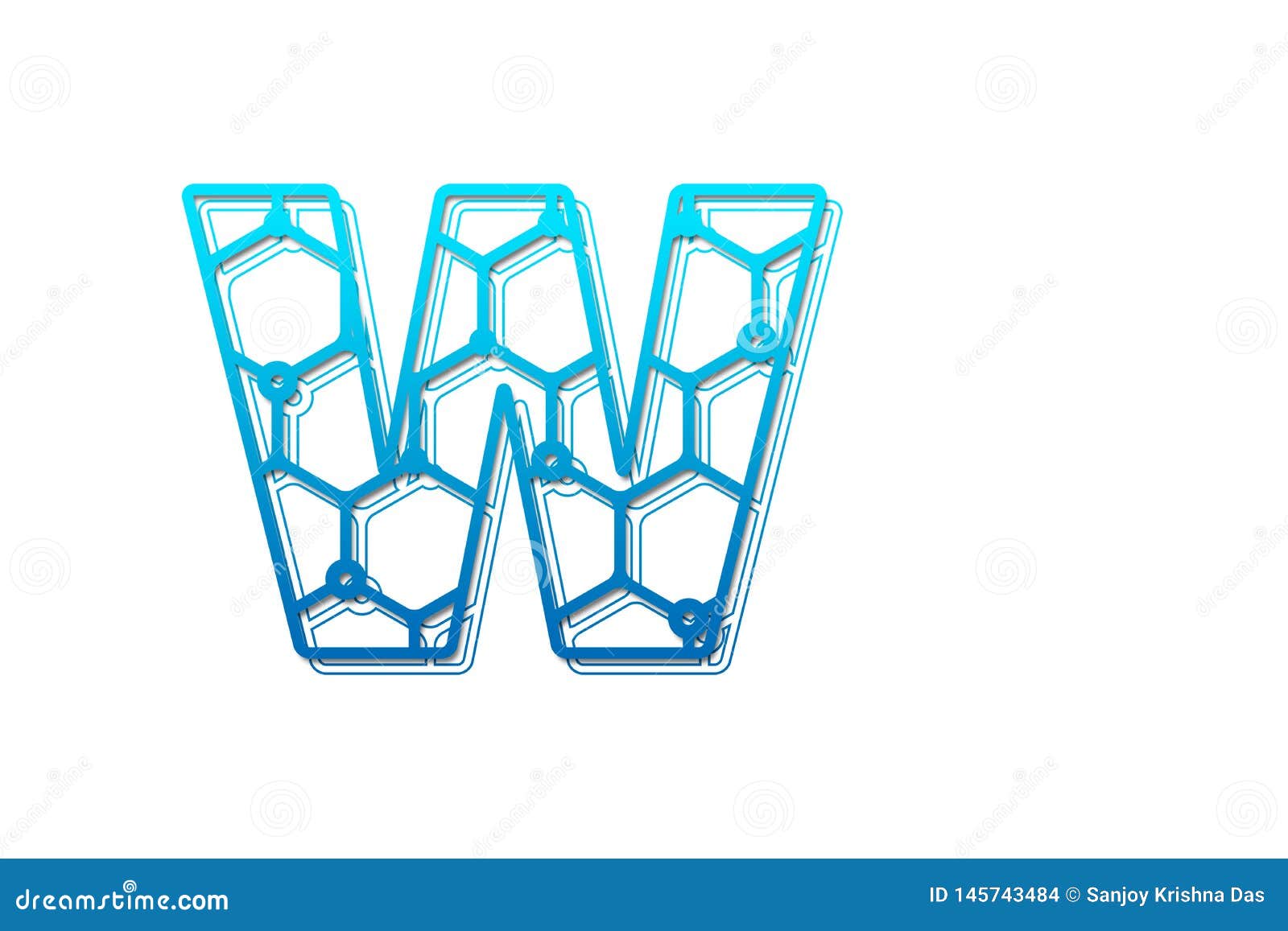 Letter W Logo Design Template with Hexagon Shape. Line Art Logo Type ...