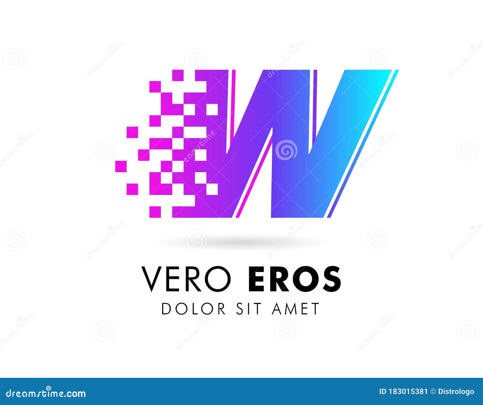 Letter W Logo Design Template. Letter W Logo in Pixel Motion Style with ...