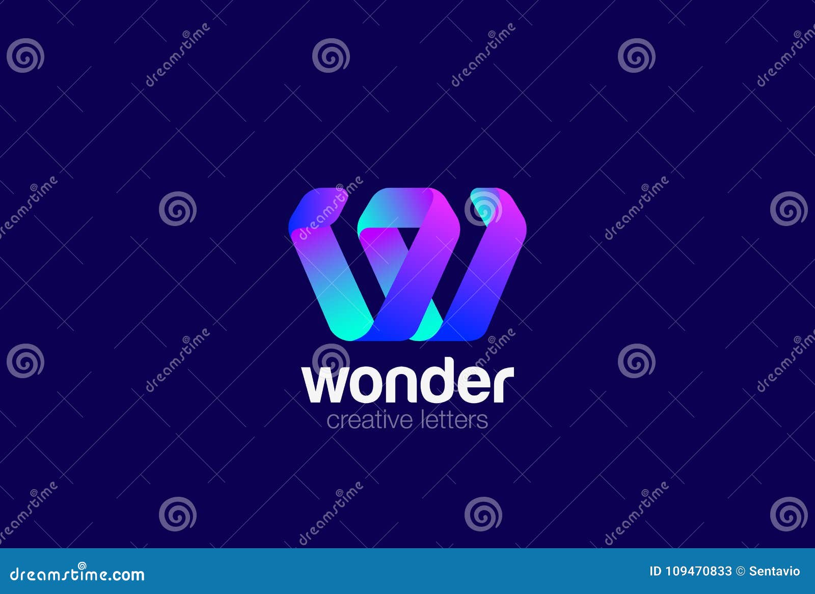 Letter W Logo Ribbon Design Vector Template Stock Vector - Illustration ...