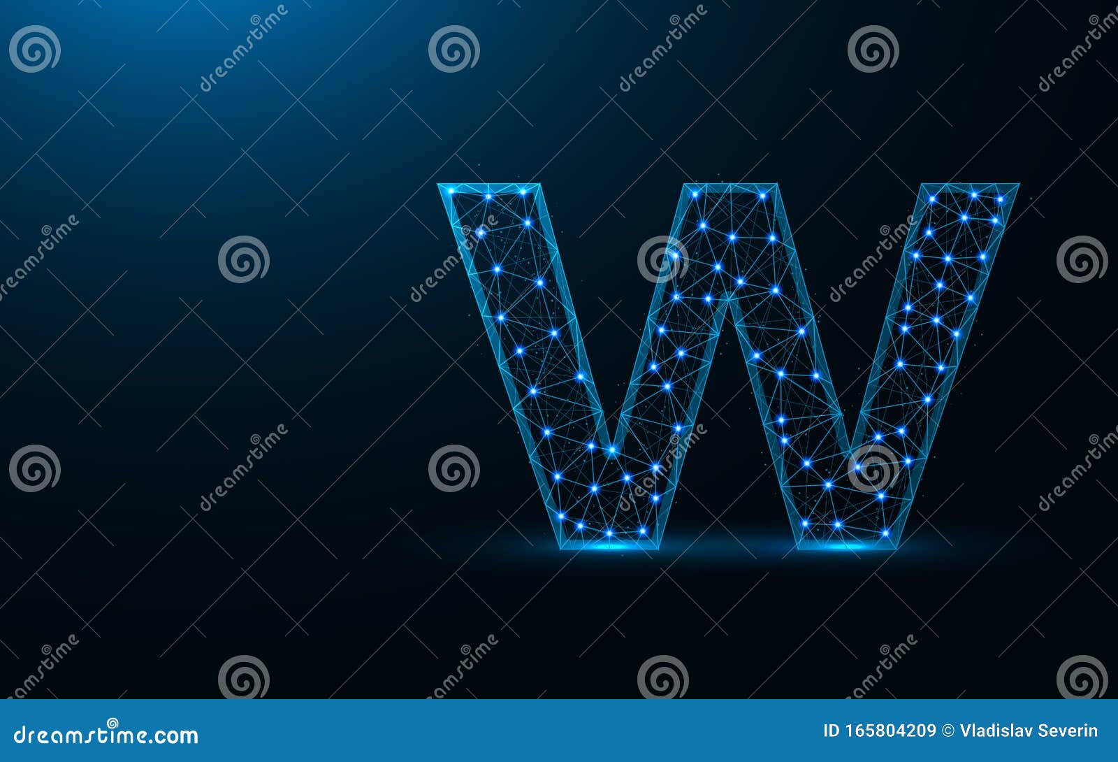 Letter W Low Poly Design, Alphabet Abstract Geometric Image Stock ...