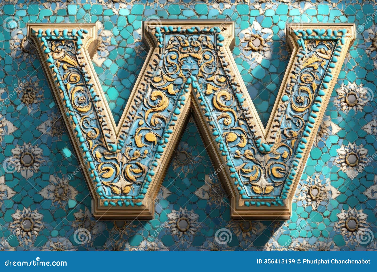 The Letter W is Made Up of Many Small Pieces of Paper Stock ...