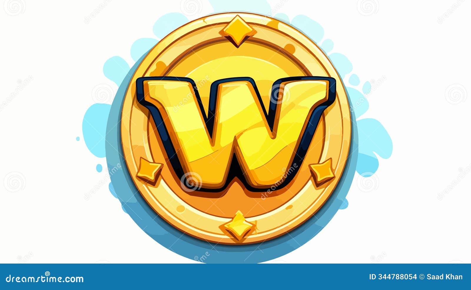 The Letter W with One End Protruding on a Round Stock Vector ...