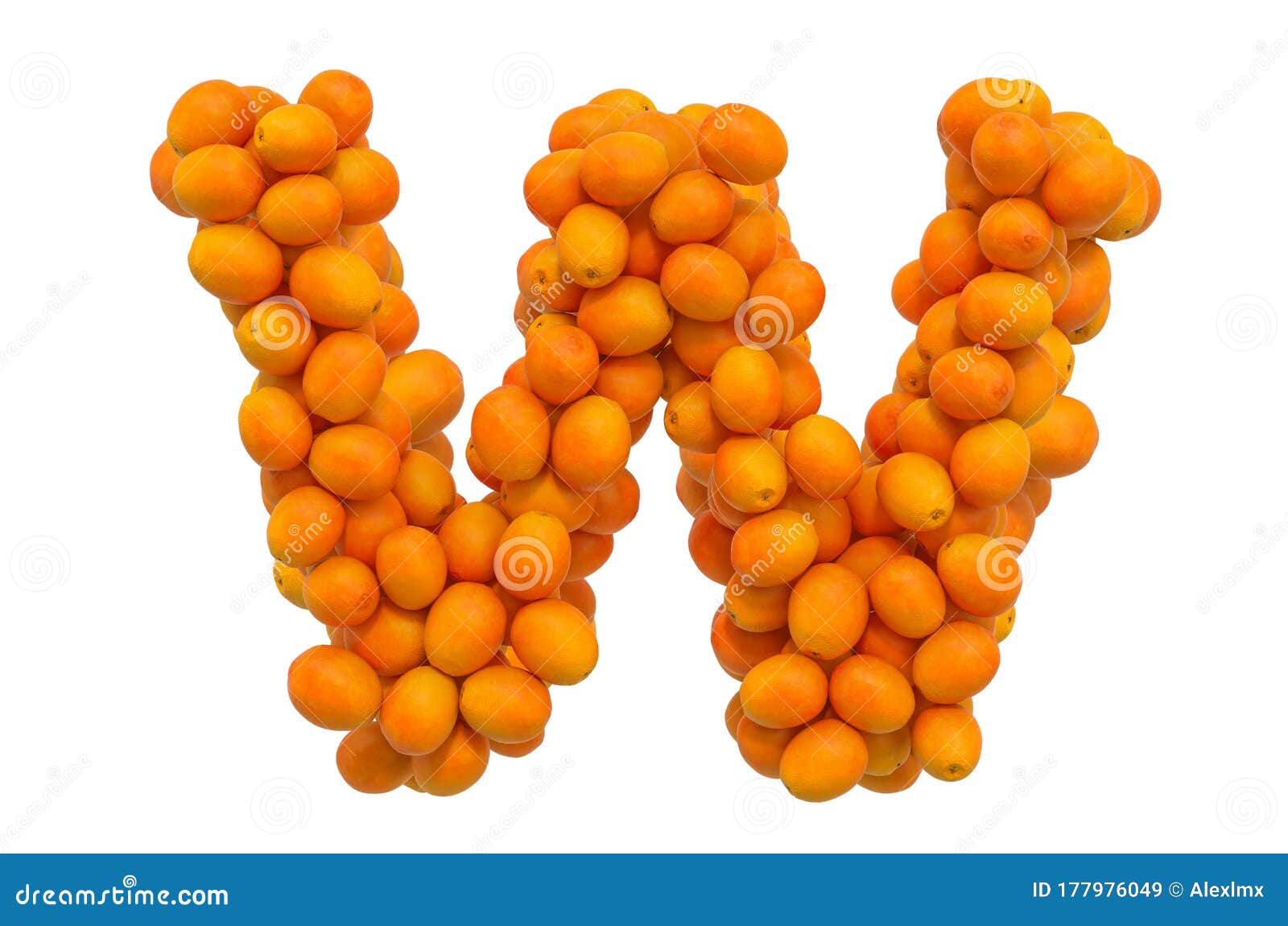 Letter W from Oranges, 3D Rendering Stock Illustration - Illustration ...