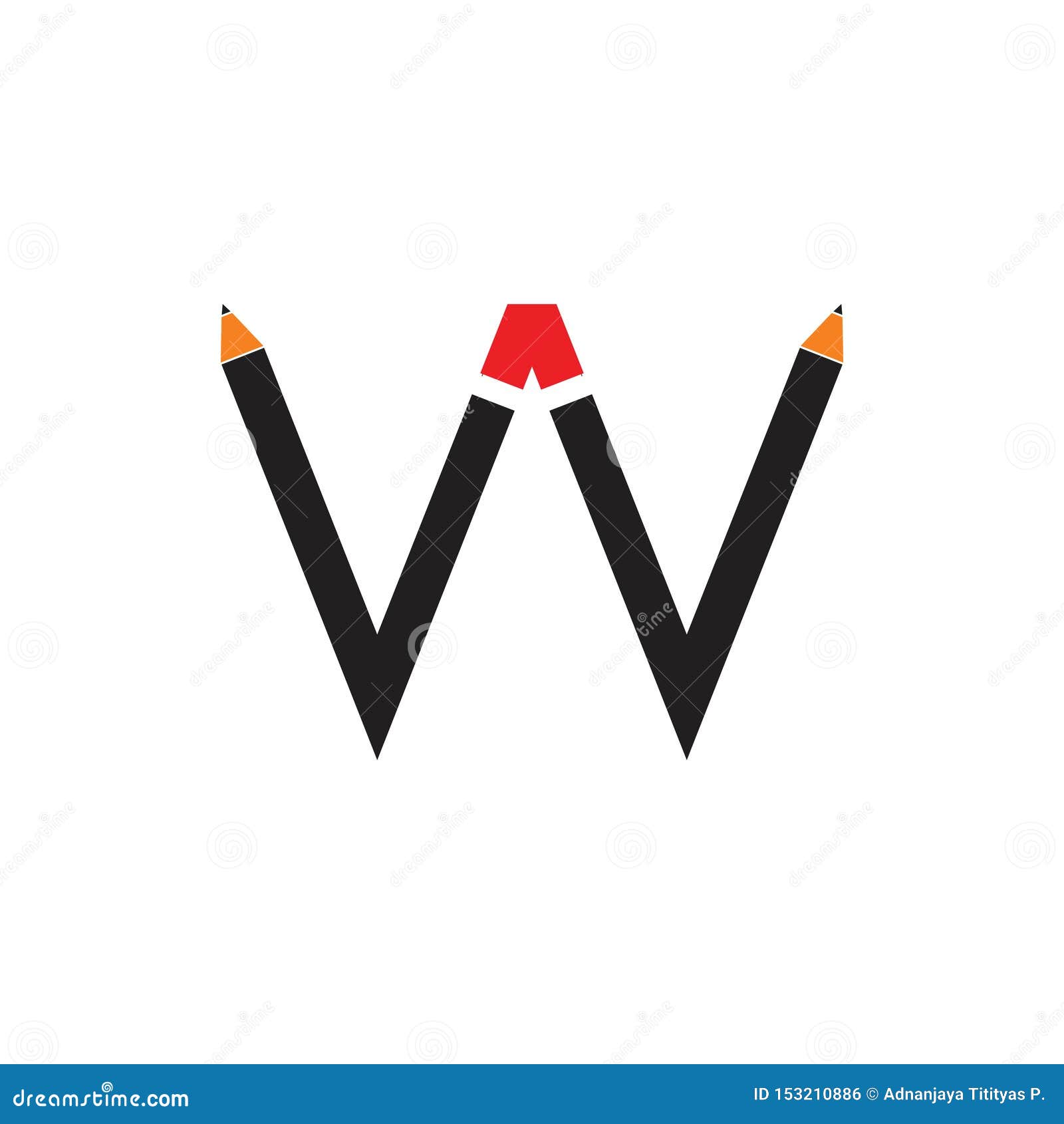 Letter W Pencil Shape Drawing Logo Vector Stock Vector - Illustration ...