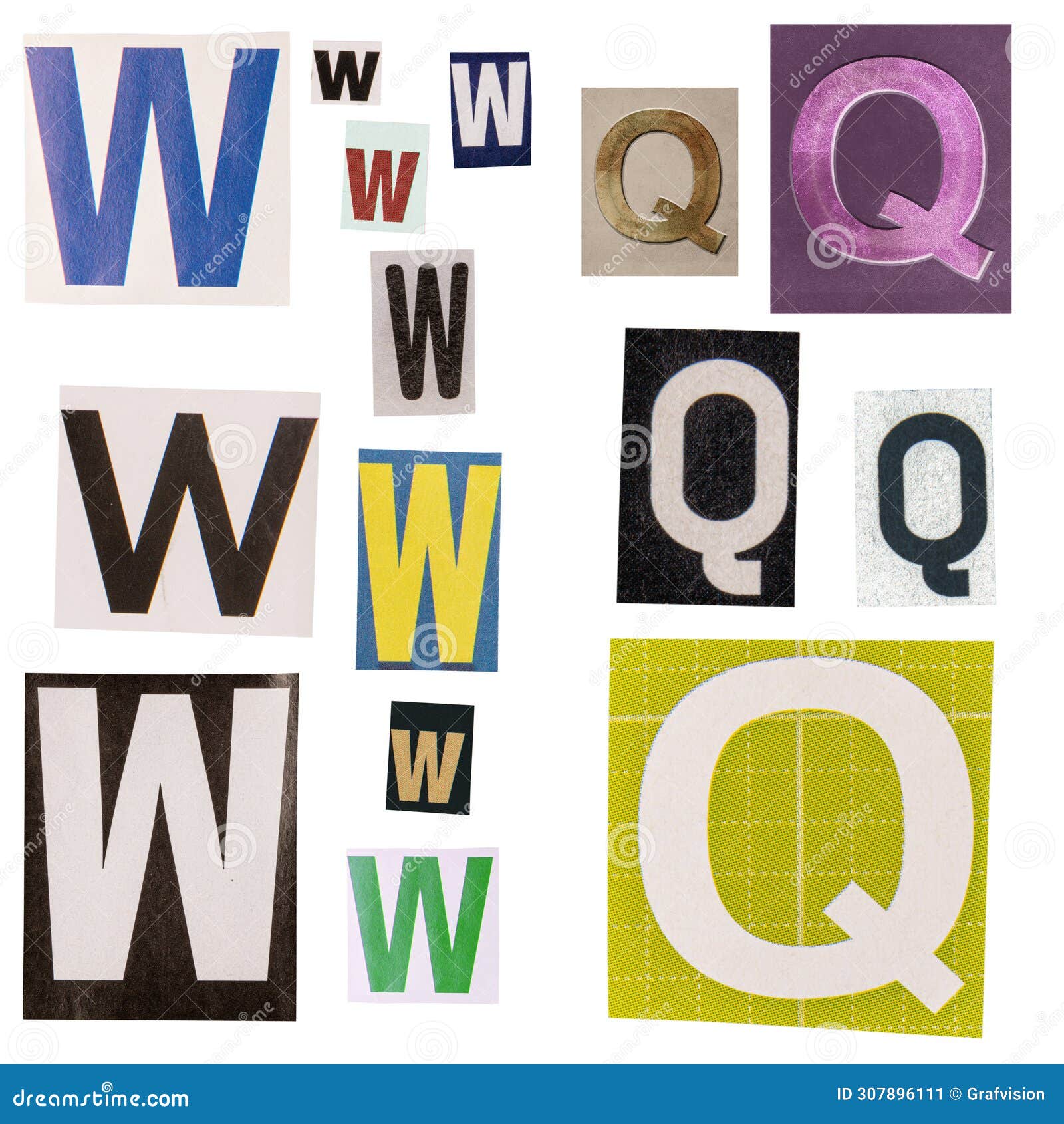 Letter W and Q Cut Out from Newspapers Stock Image - Image of ...