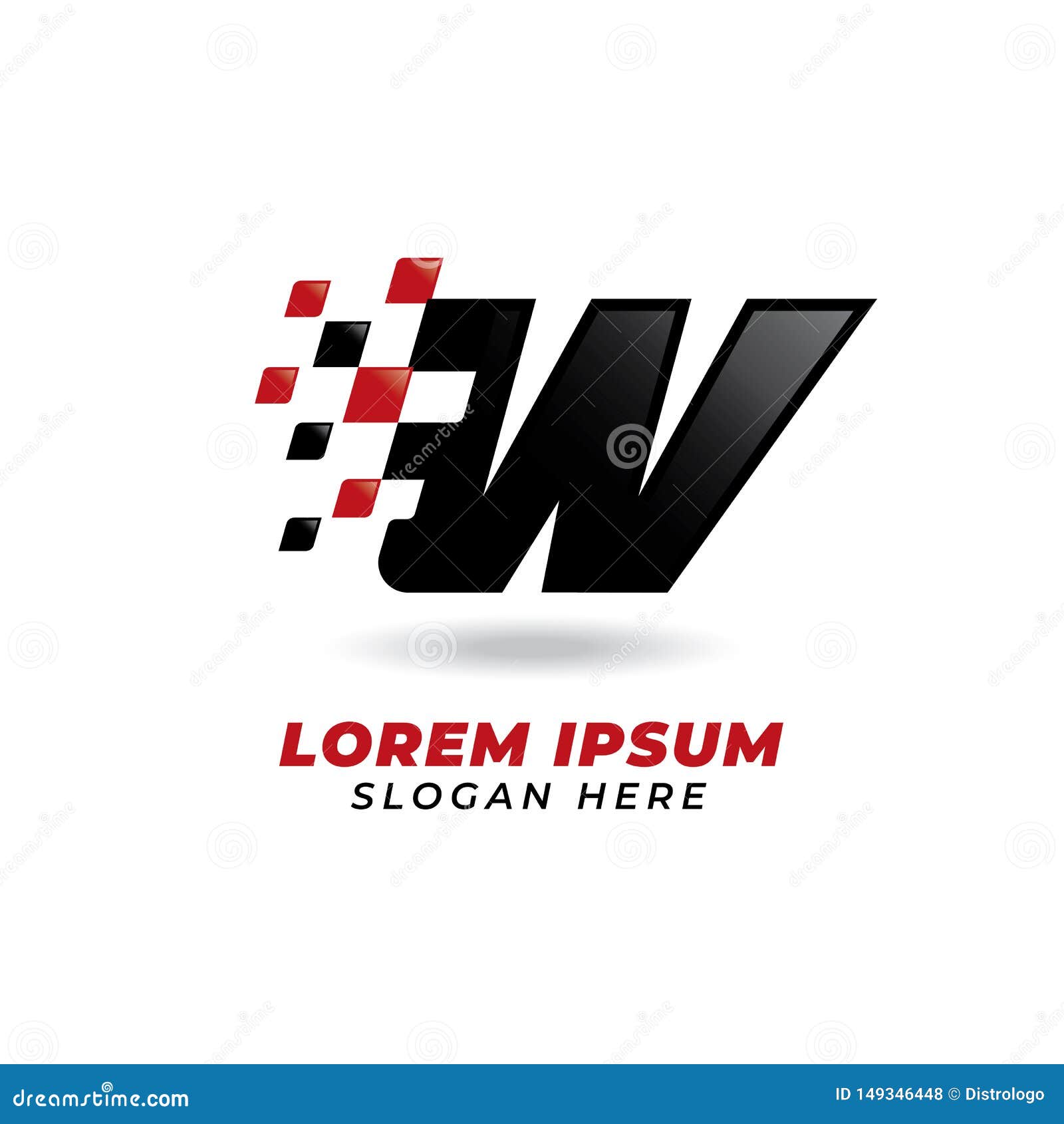 Letter W with Race Flag Icon Symbol Design Stock Vector - Illustration ...