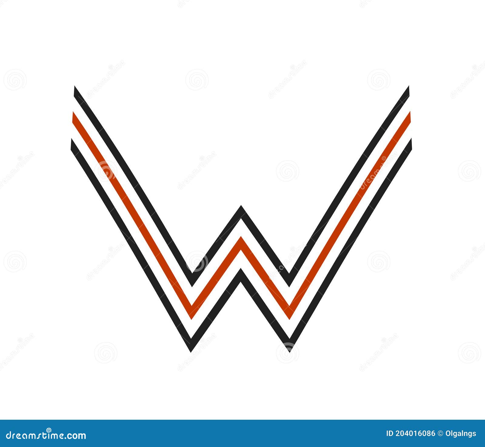 Letter W, red in black stock illustration. Illustration of graphic ...