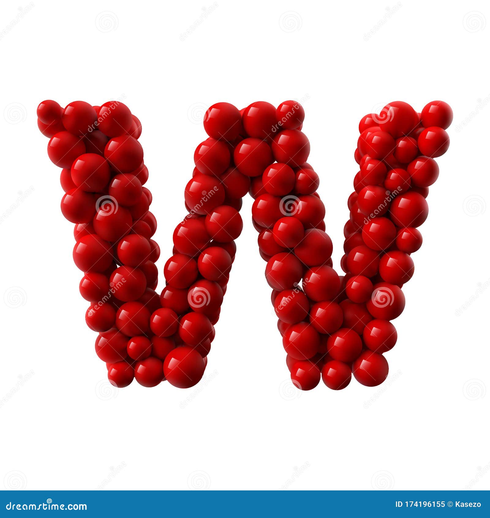 Letter W with Red Colored Shiny Balls. Realistic Vector Illustration ...