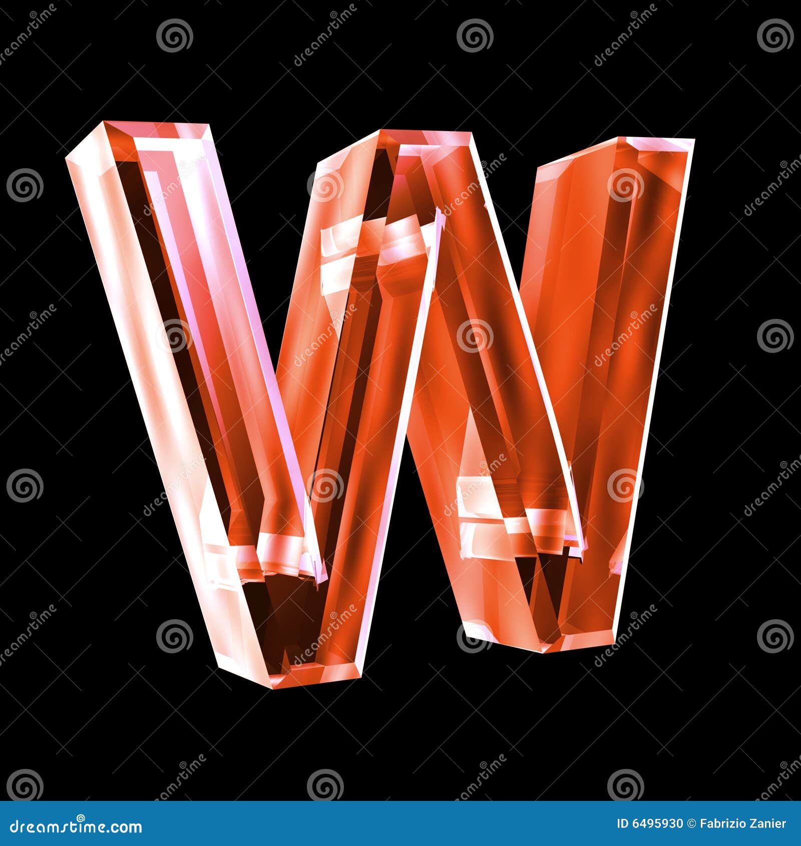 Letter W in red glass 3D stock illustration. Illustration of font - 6495930