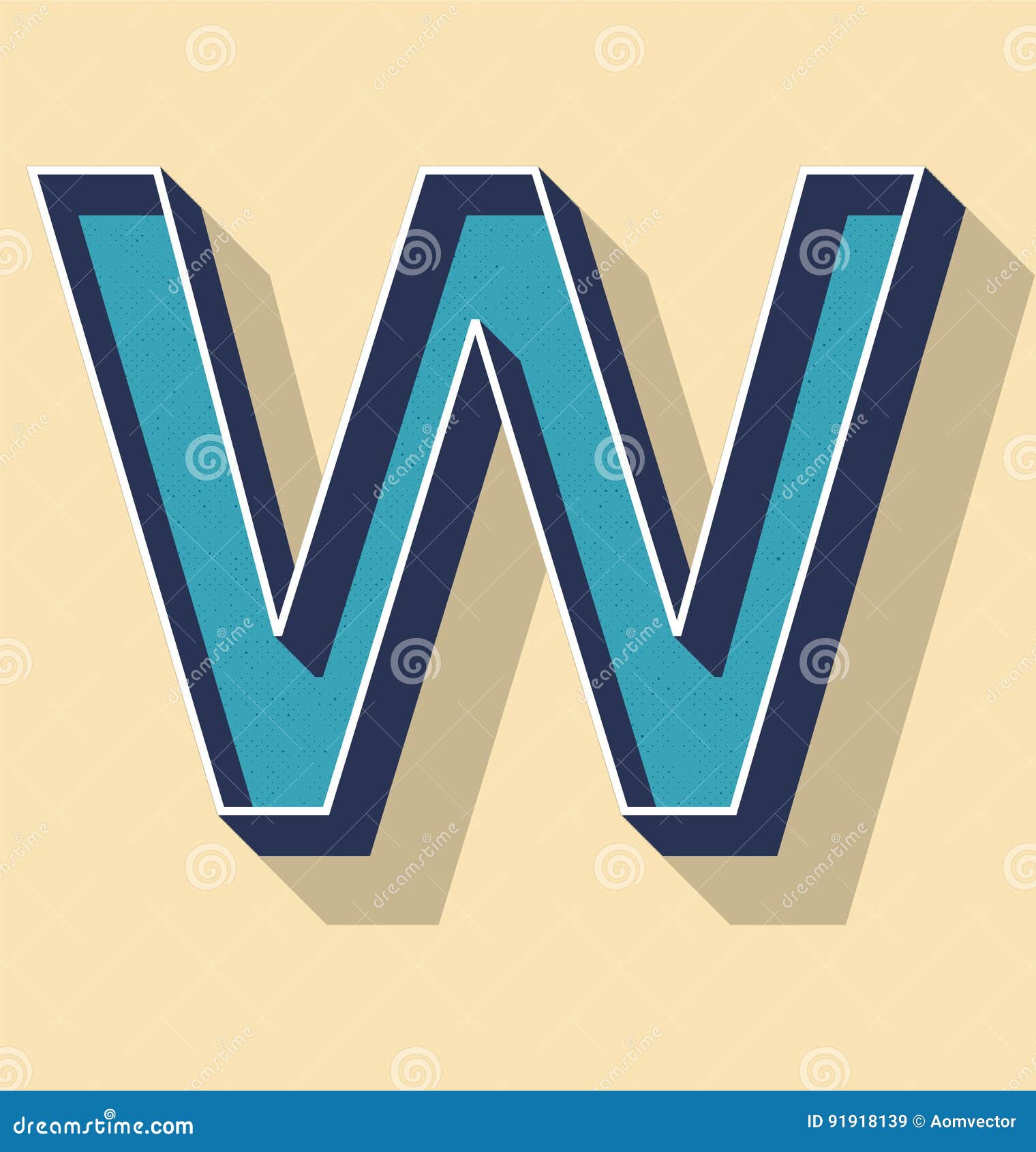 Letter W Retro Vector Text Style, Fonts Concept Stock Vector ...