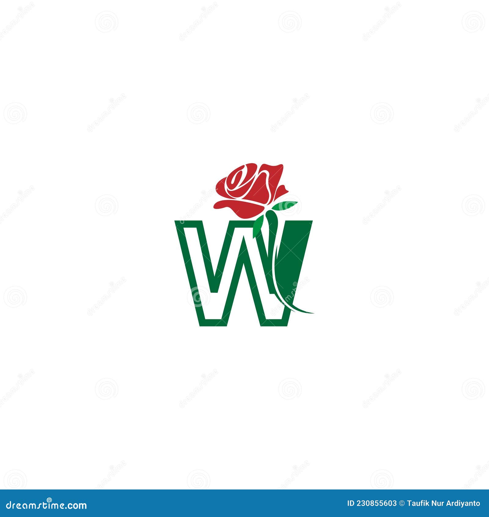 Letter W with Rose Icon Logo Vector Template Stock Vector ...