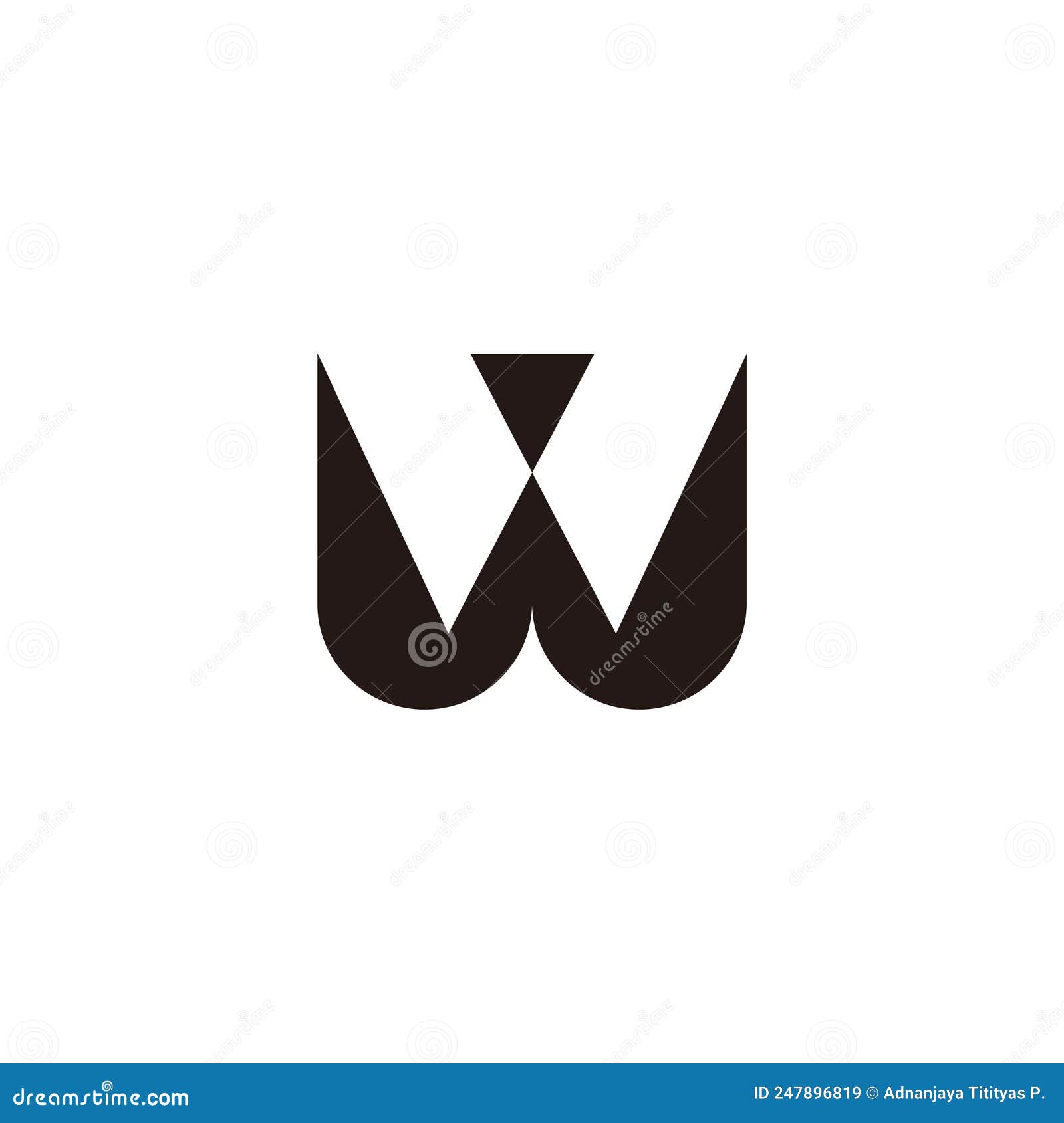 Letter W Simple Geometric Curves Negative Space Logo Stock Vector ...